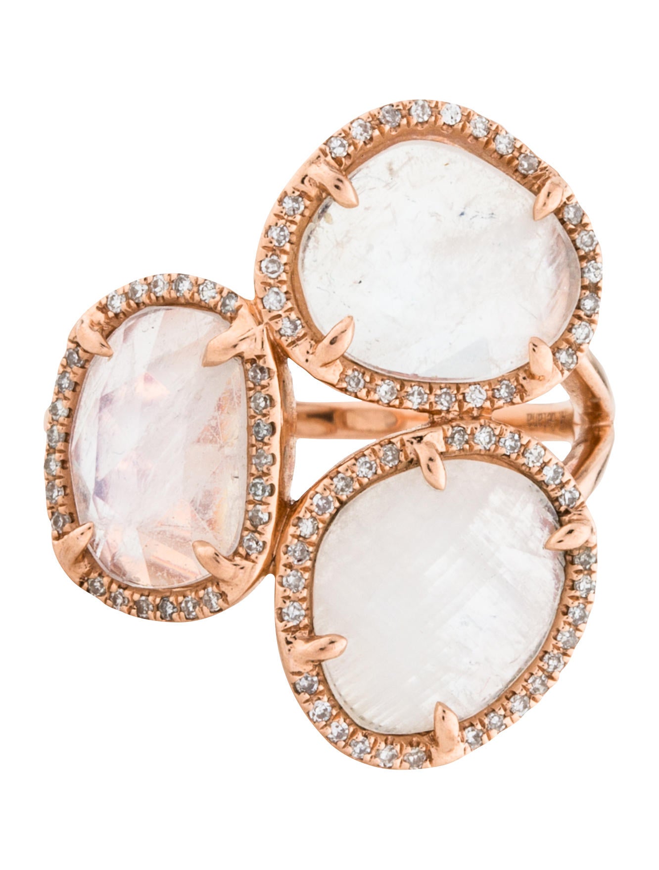 14K Getana Rainbow Moonstone & Diamond Cocktail Ring - Rings ...