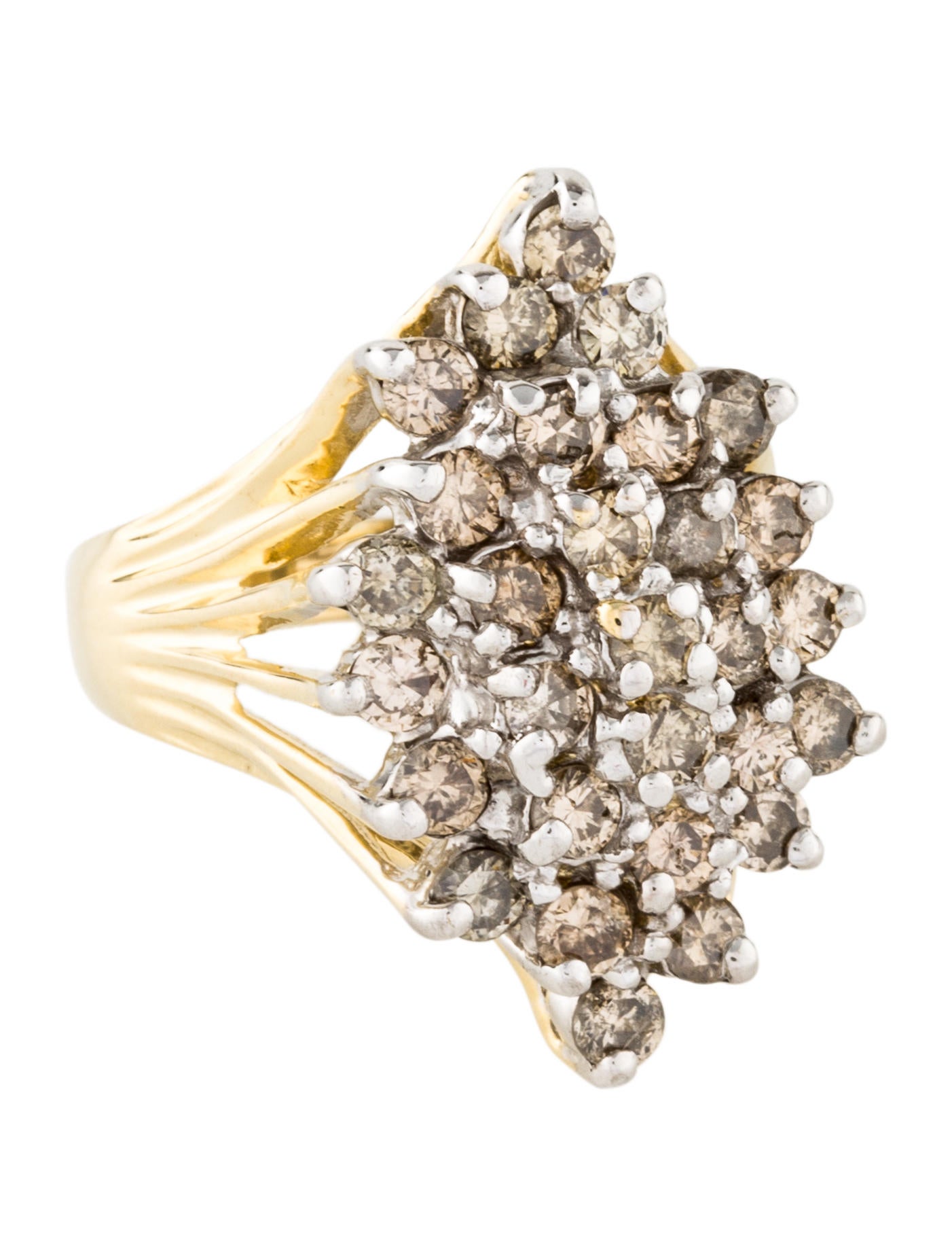 Ring 14K Diamond Cluster Cocktail Ring - Rings - RRING50953 | The RealReal