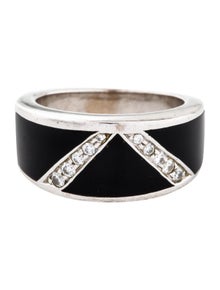 Ring Bernard K. Passman 18K Black Coral & Diamond V-Band - Rings ...