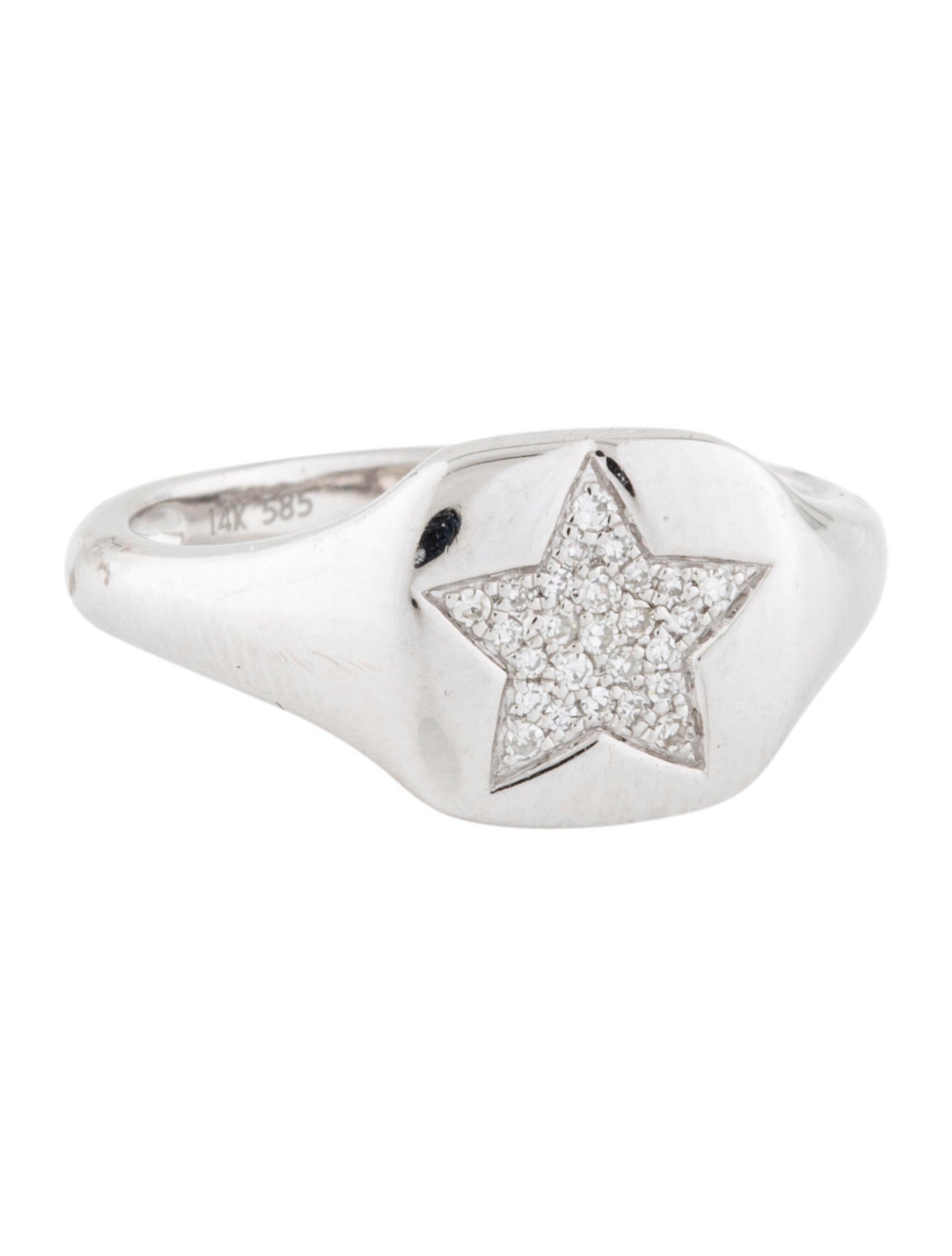 Ring 14K Diamond Star Signet Ring - Signet Ring, Rings - RRING87502 ...