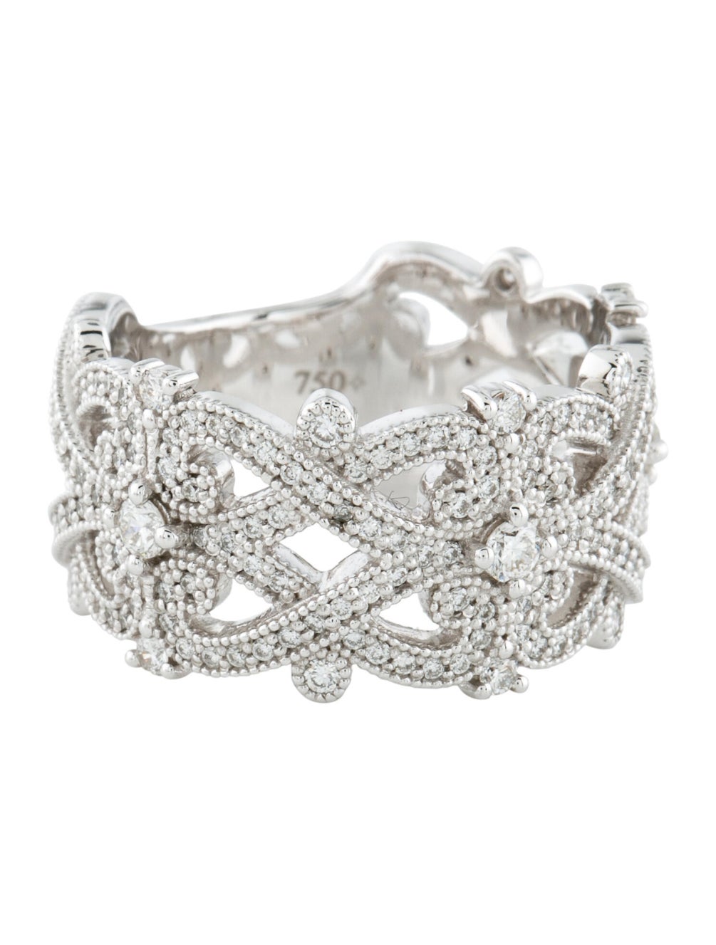 Ring 18K Diamond Filigree Band - 18K White Gold Band, Rings ...