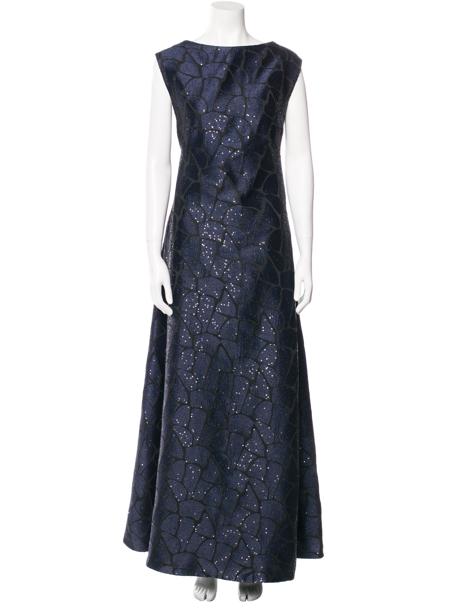 Talbot Runhof Bateau Neckline Long Dress - Blue Dresses, Clothing ...