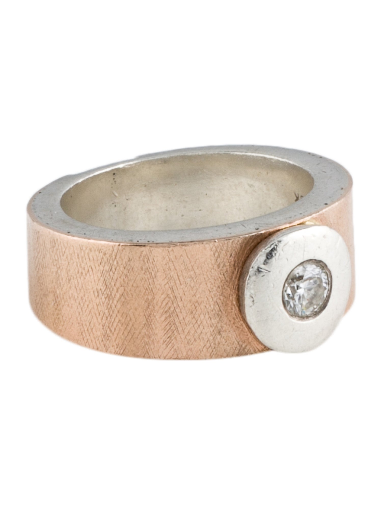 Rene Escobar Diamond Bezel Ring - 18K Rose Gold Band, Rings - RSB20177 ...