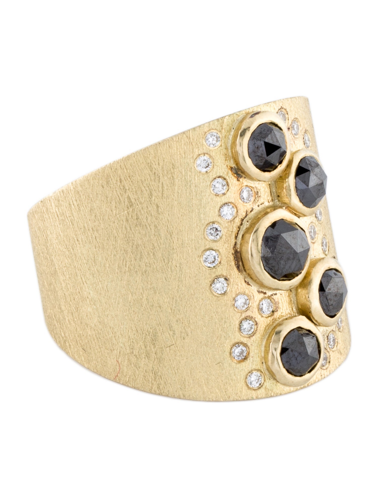 Rene Escobar Diamond Scatter Wide Band - 18K Yellow Gold Band, Rings ...