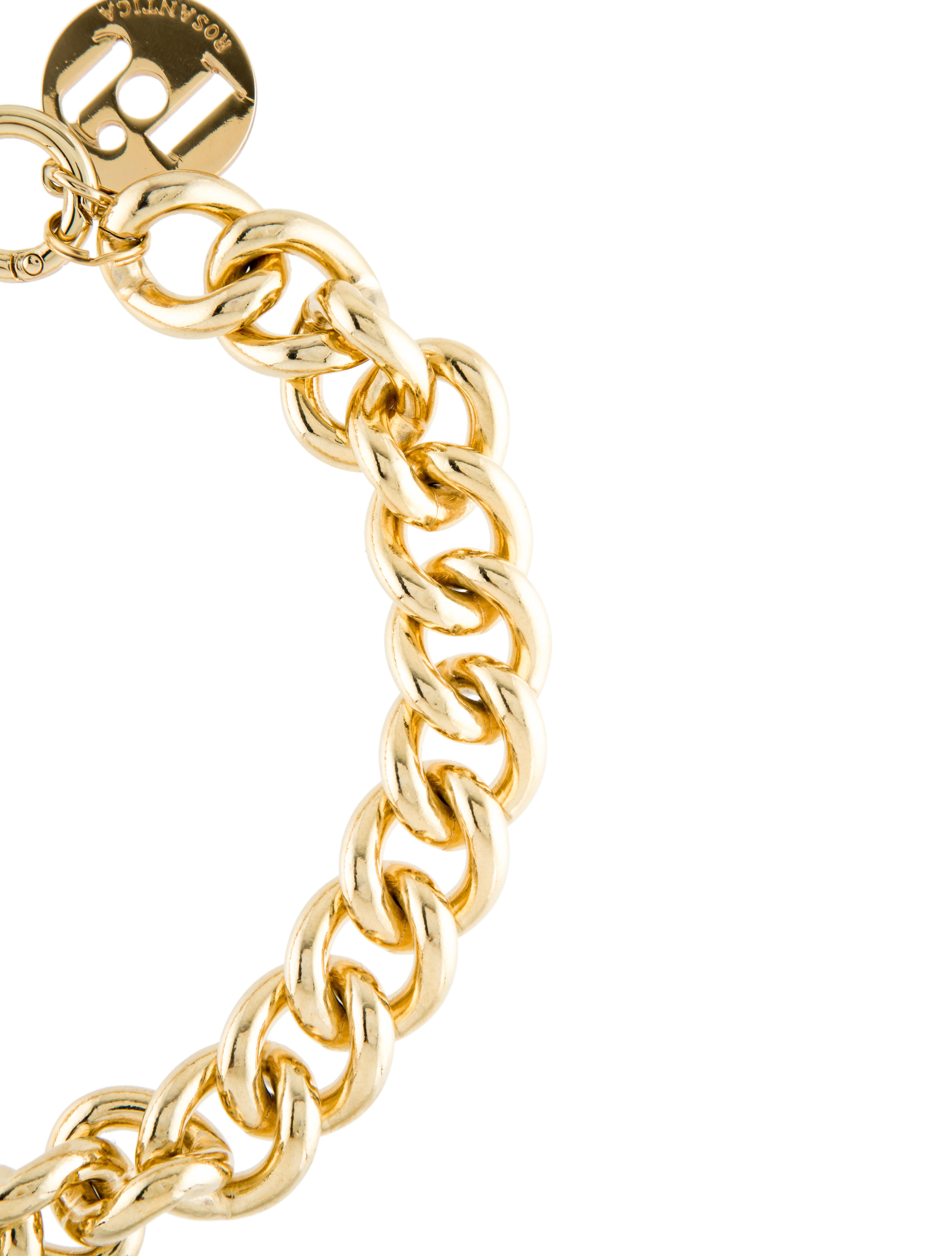 Oscar de la Renta Crystal Mixed Link Chain Collar Necklace - Brass ...