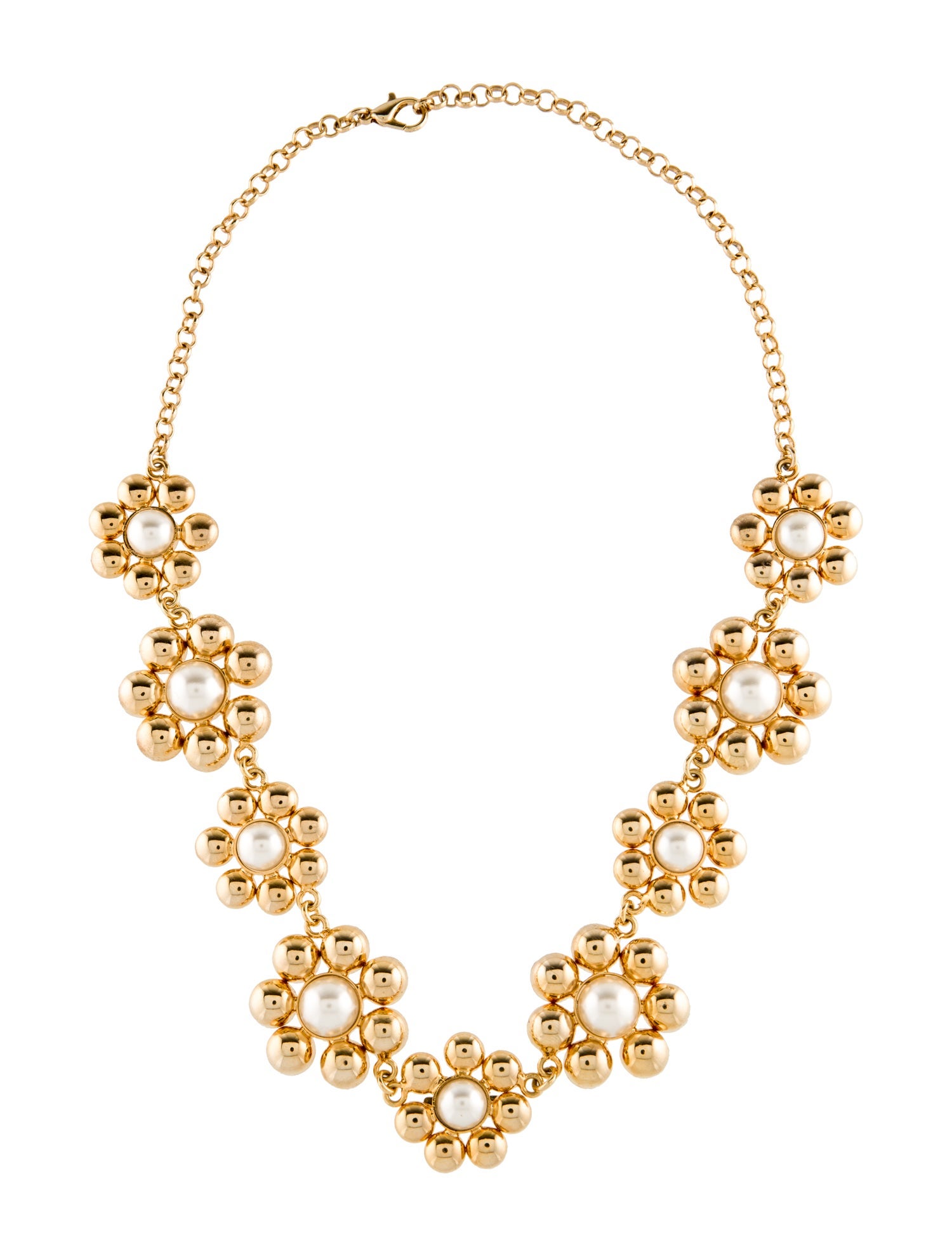 Erwin Pearl Faux Pearl, Crystal & Enamel Flower Station Necklaceq ...