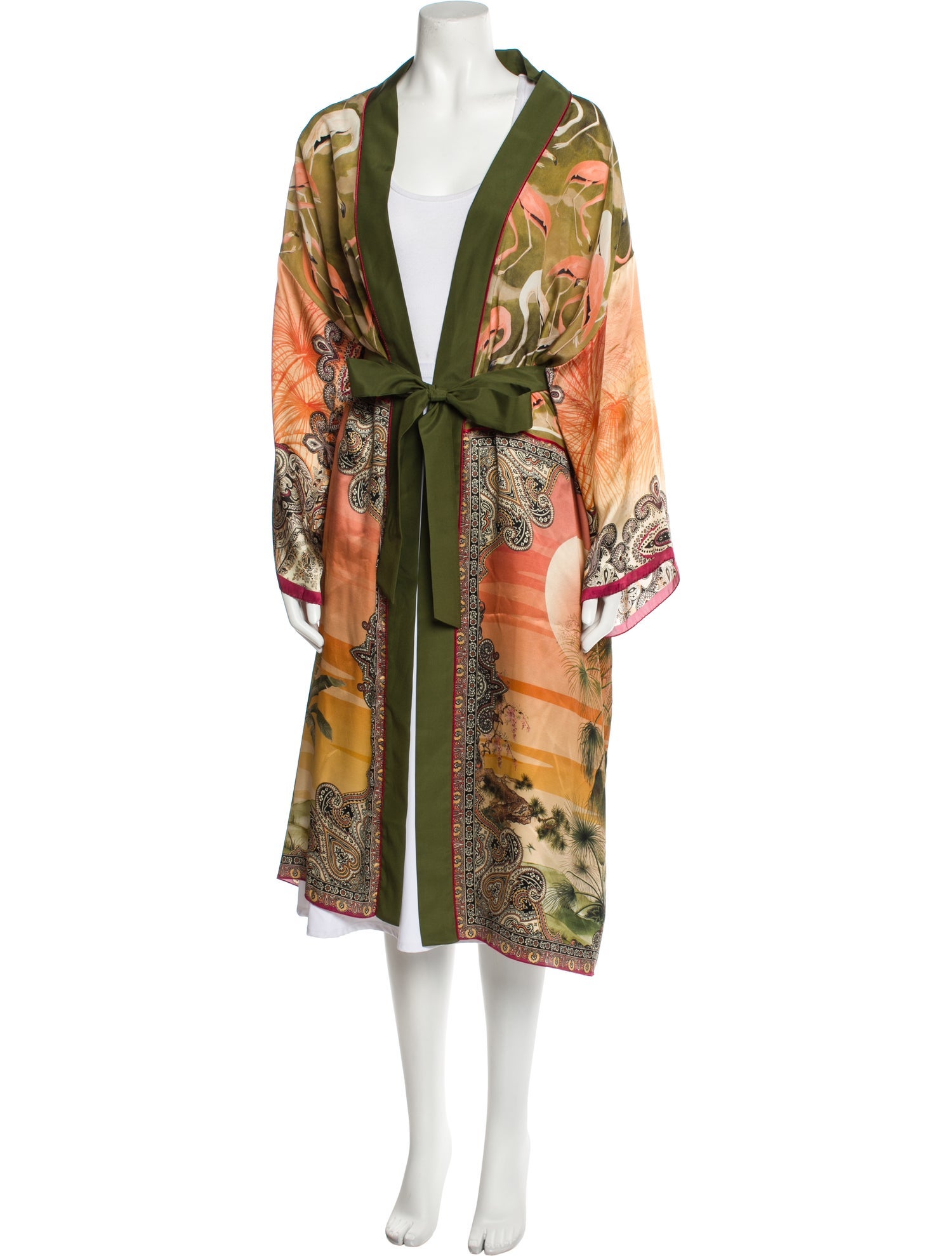 F.R.S. For Restless Sleepers Silk Printed Robe - Green Loungewear ...