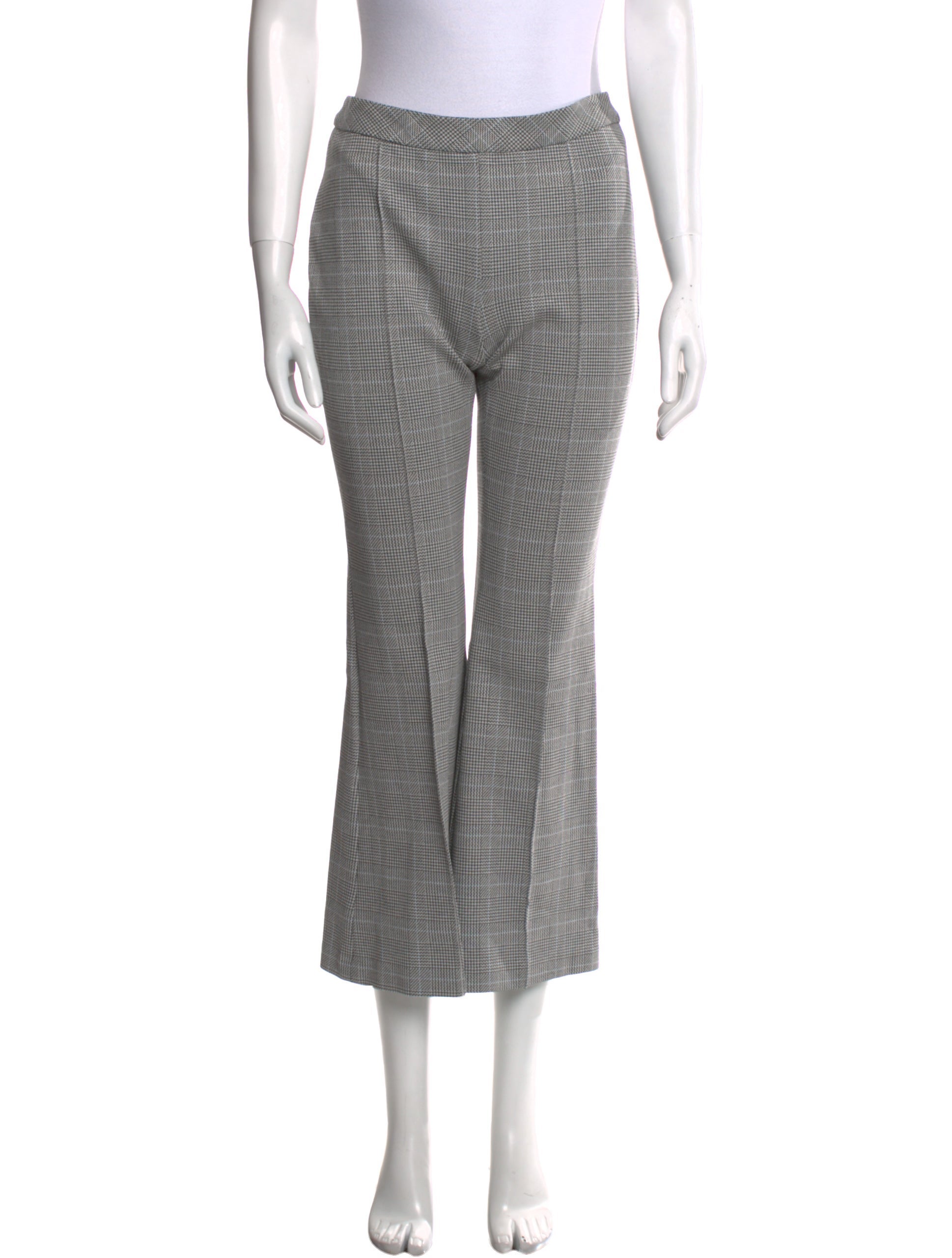 Rosetta Getty Houndstooth Print Wide Leg Pants - Grey, 9.25" Rise Pants ...