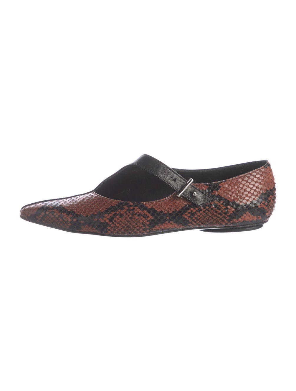 Rosetta Getty Leather Animal Print Mary Jane Flats - Black Flats, Shoes ...