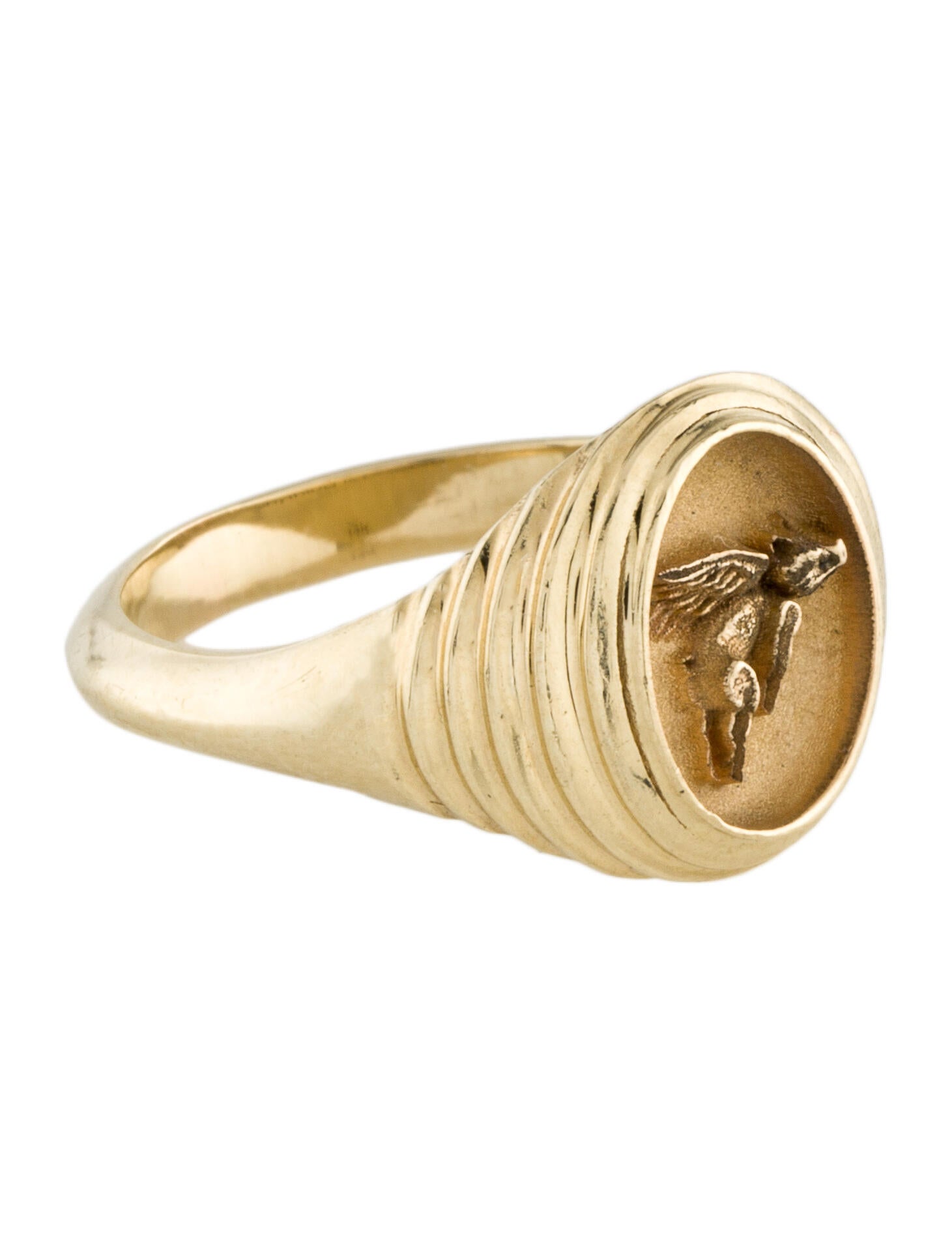 Retrouvai 14K Tiered Fantasy- Flying Pig Signet Ring - 14K Yellow Gold ...
