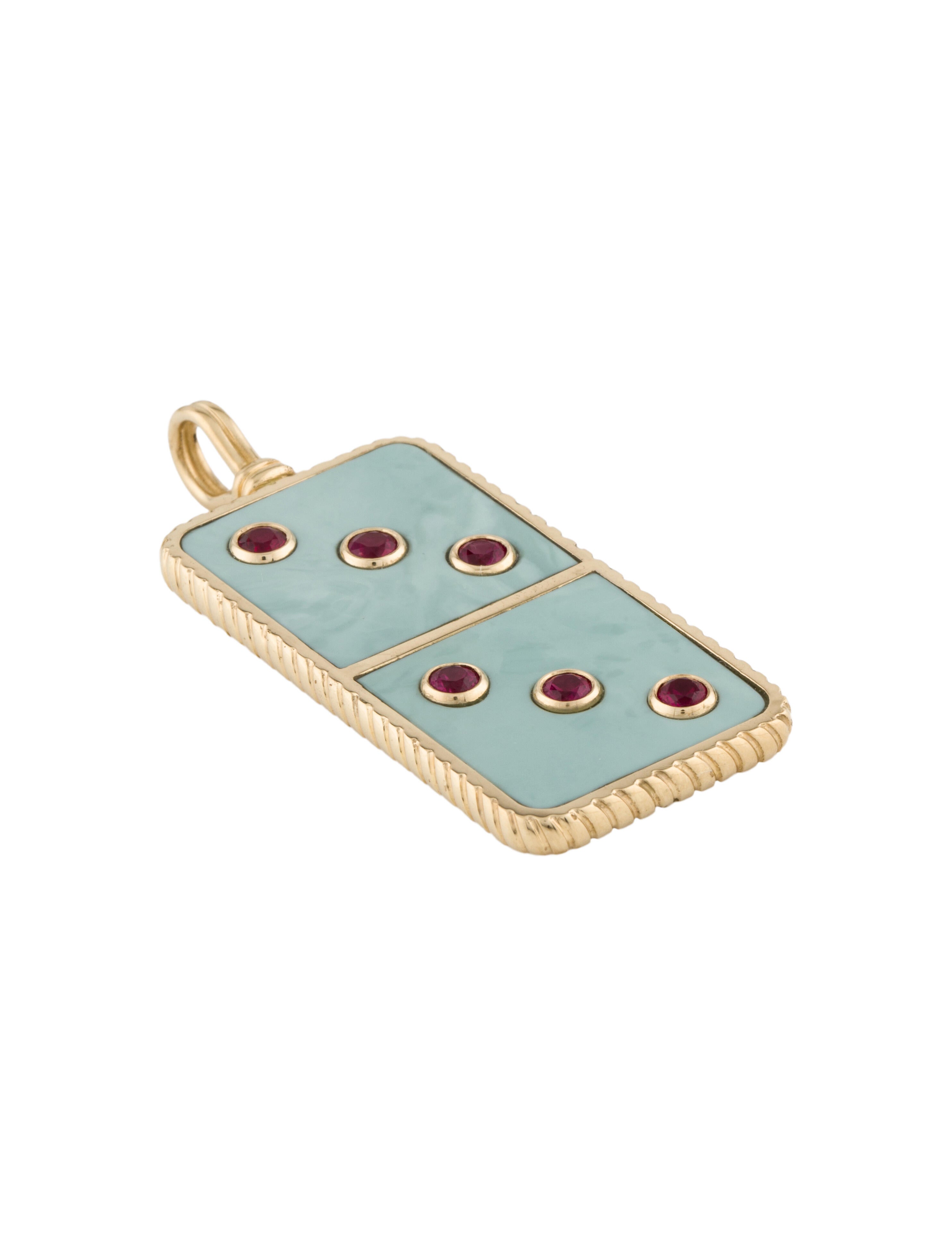 Retrouvai 14K Ruby & Ceramic Classic Domino Pendant - Blue Pendant ...