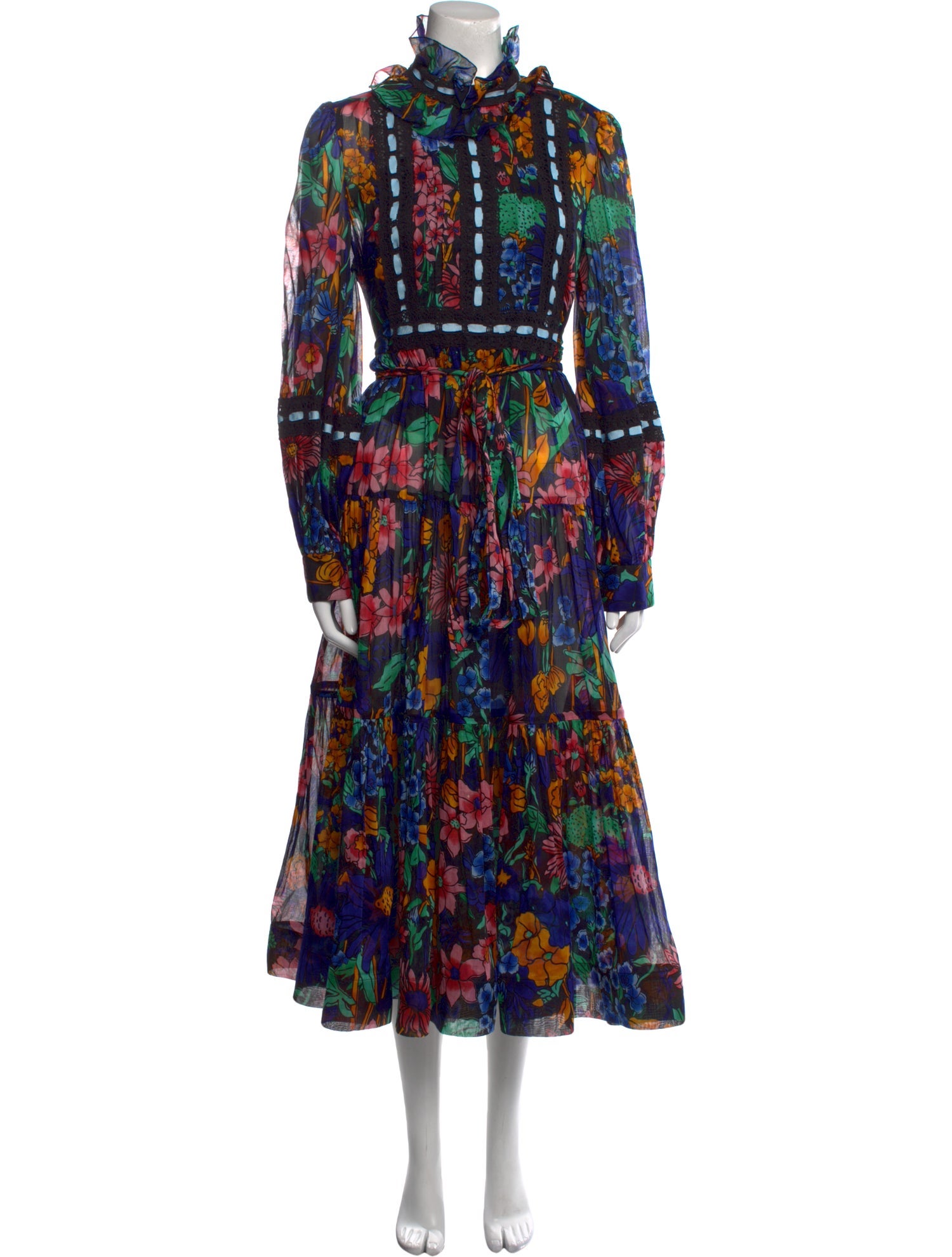 Runway Marc Jacobs Floral Print Long Dress - Blue Dresses, Clothing ...