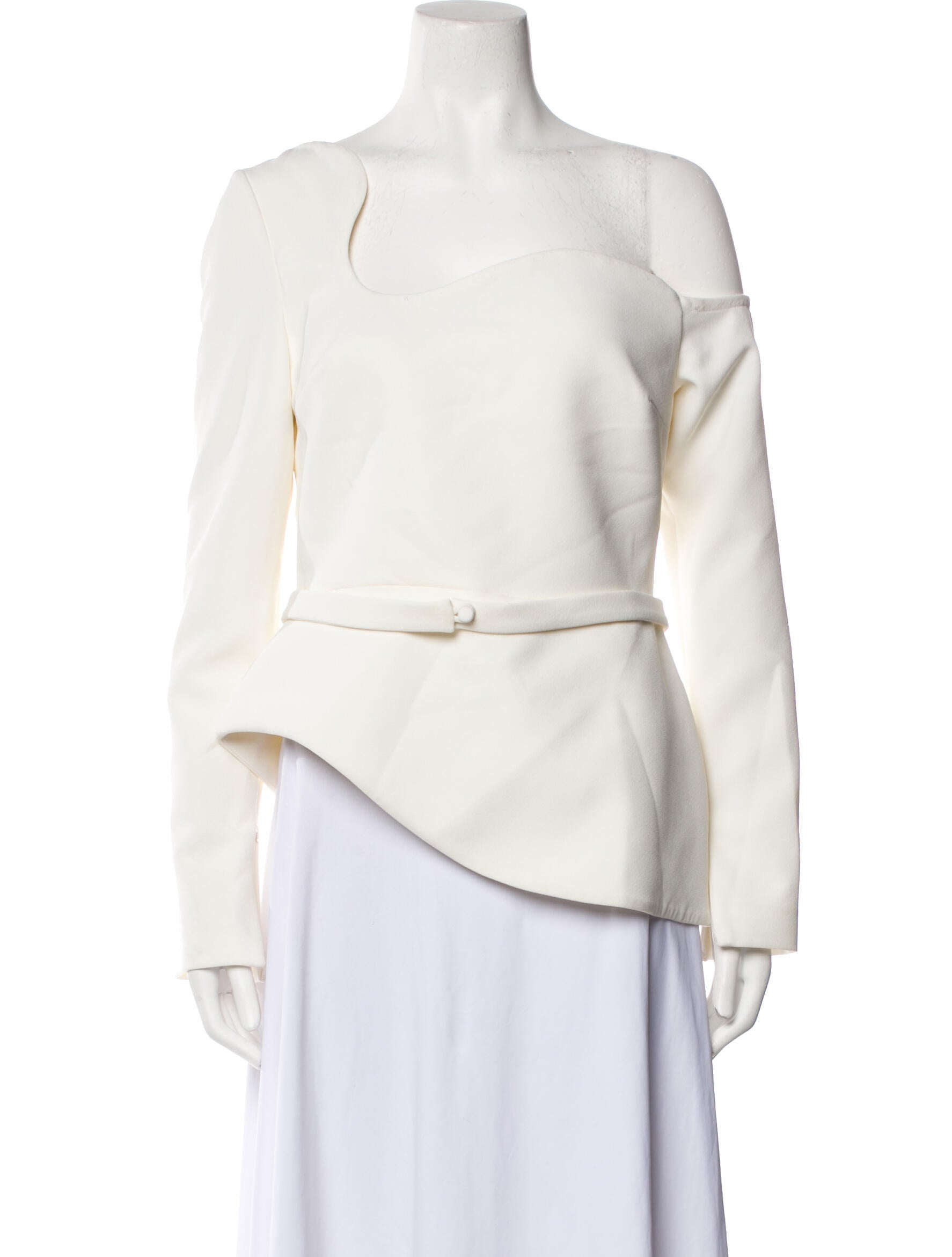 Safiyaa Asymmetrical Long Sleeve Blouse - Neutrals Tops, Clothing ...