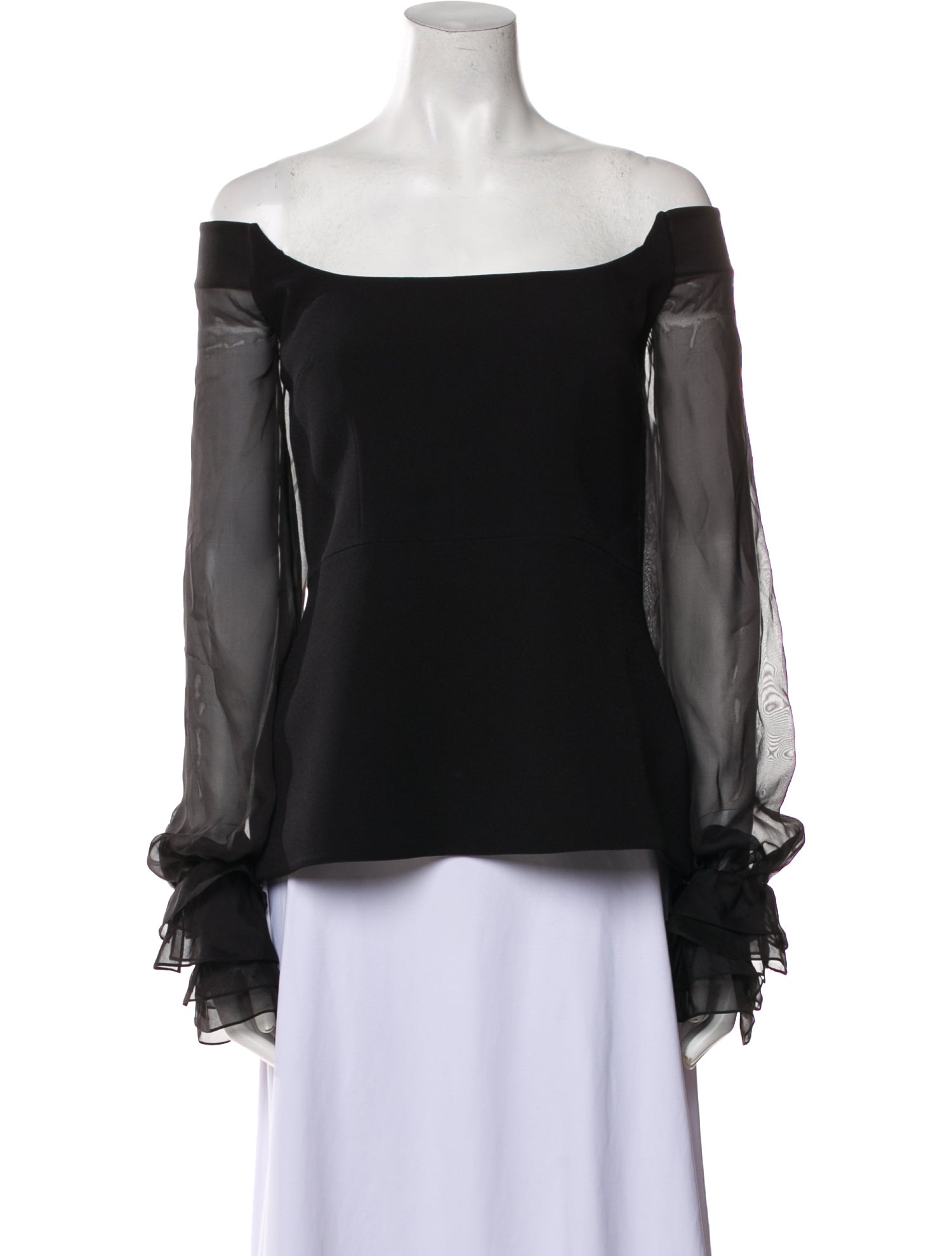 Safiyaa Off-The-Shoulder Long Sleeve Blouse - Black Tops, Clothing ...