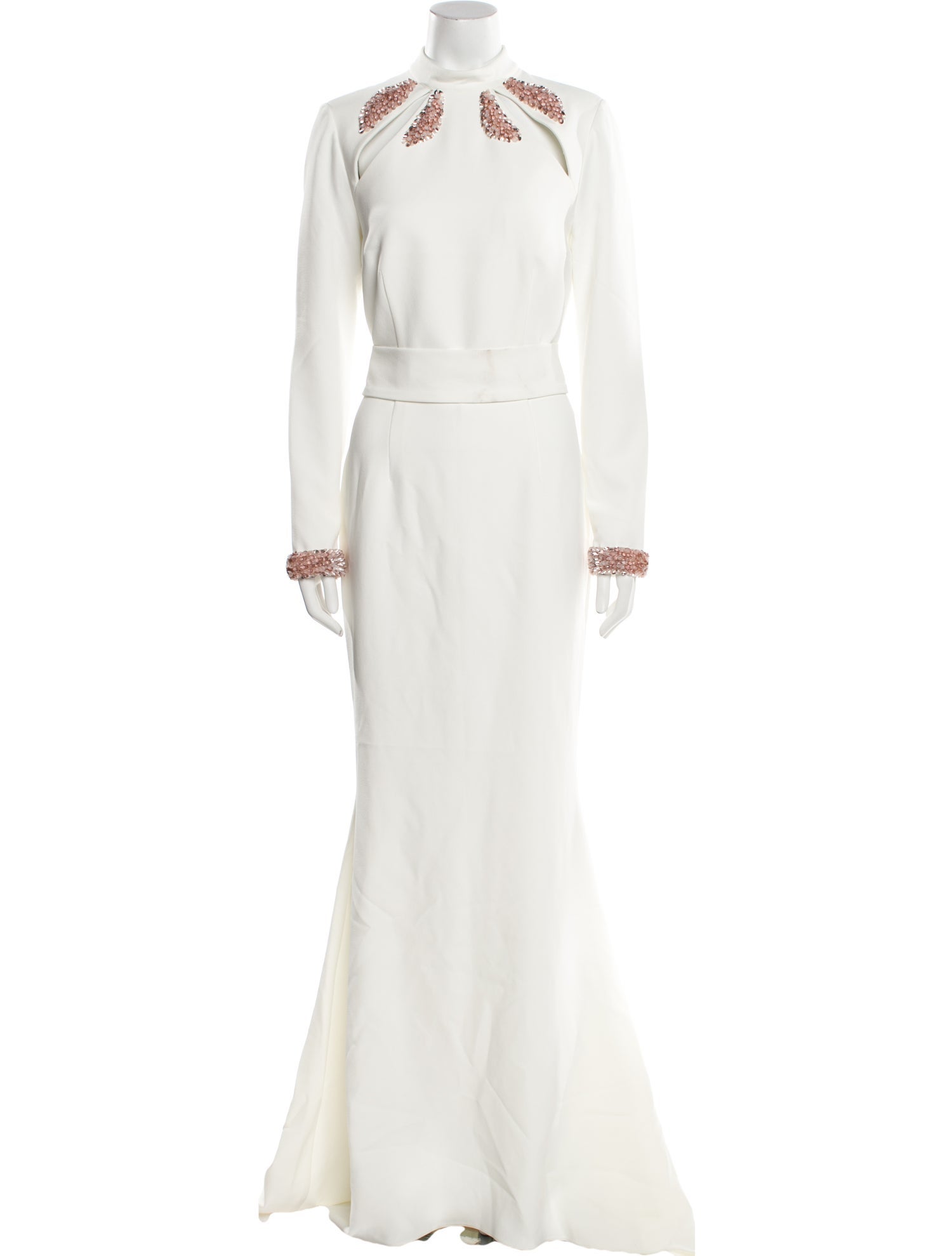 Safiyaa Crew Neck Long Dress - Neutrals Dresses, Clothing - SAF25297 ...