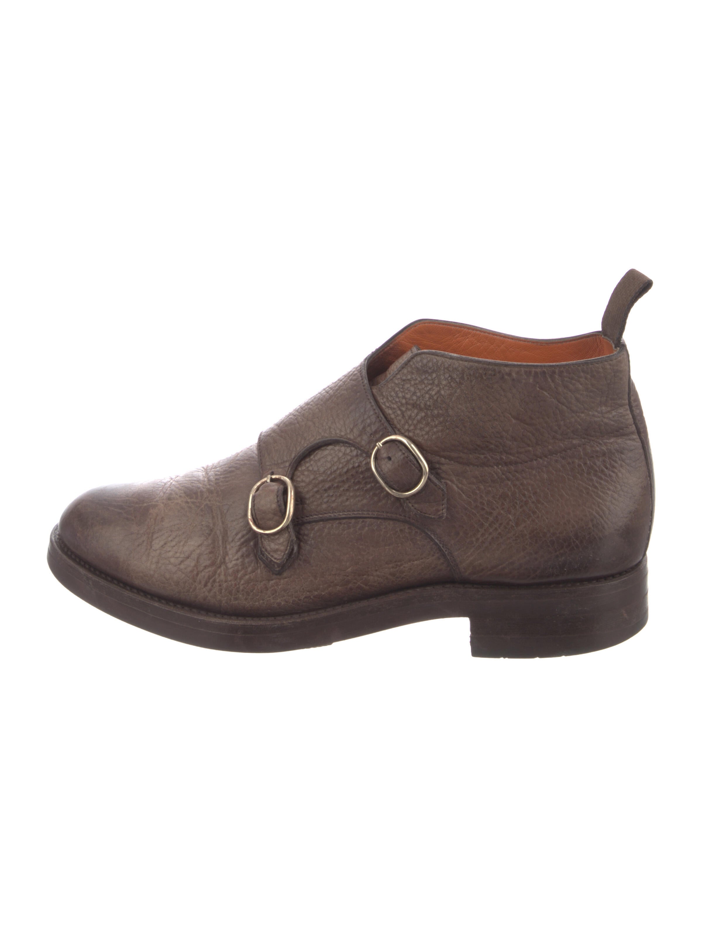 Santoni Leather Monk Straps - Brown Monk Straps, Shoes - SAI27297 | The ...