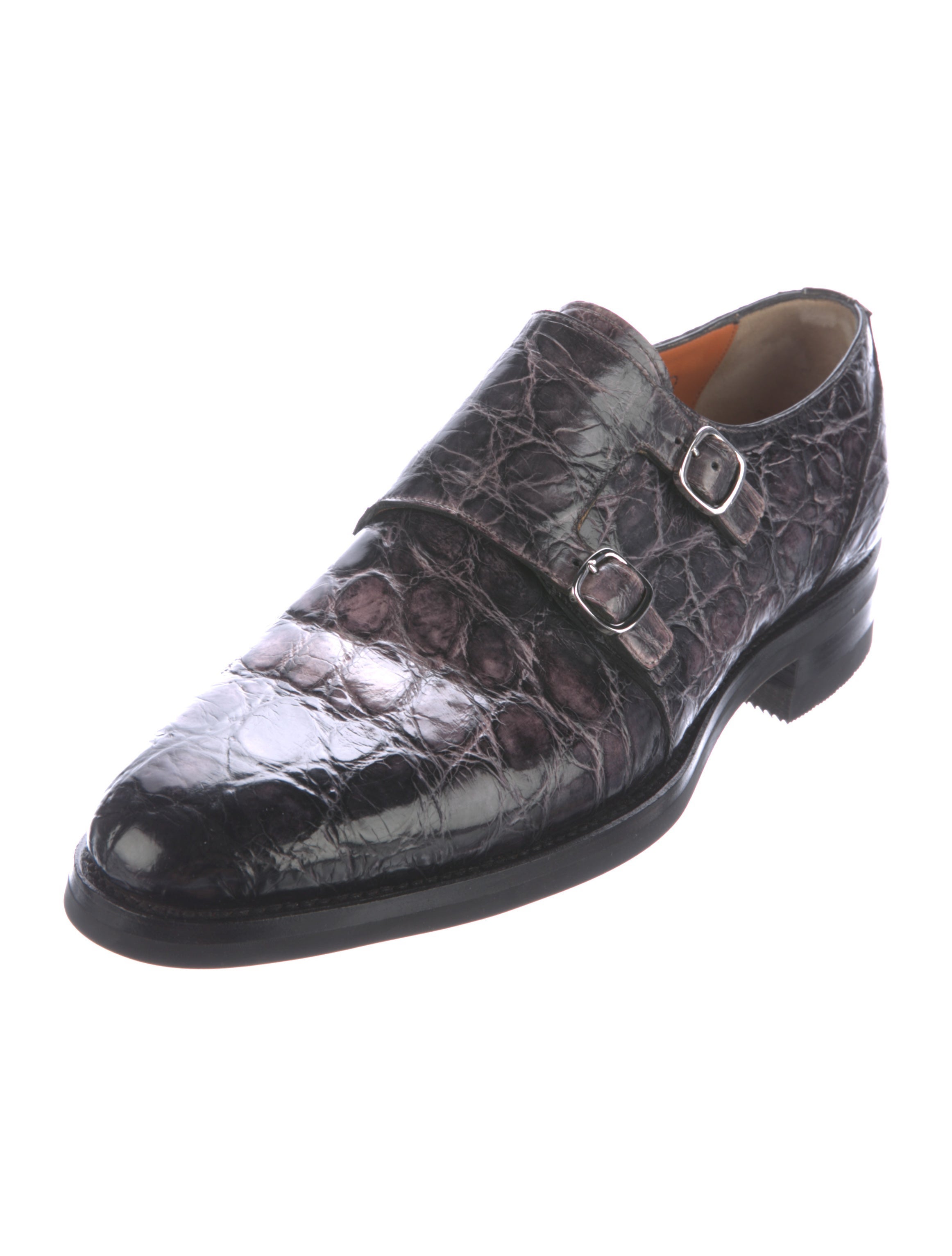 Santoni Crocodile Monk Straps - Blue Monk Straps, Shoes - SAI27845 ...