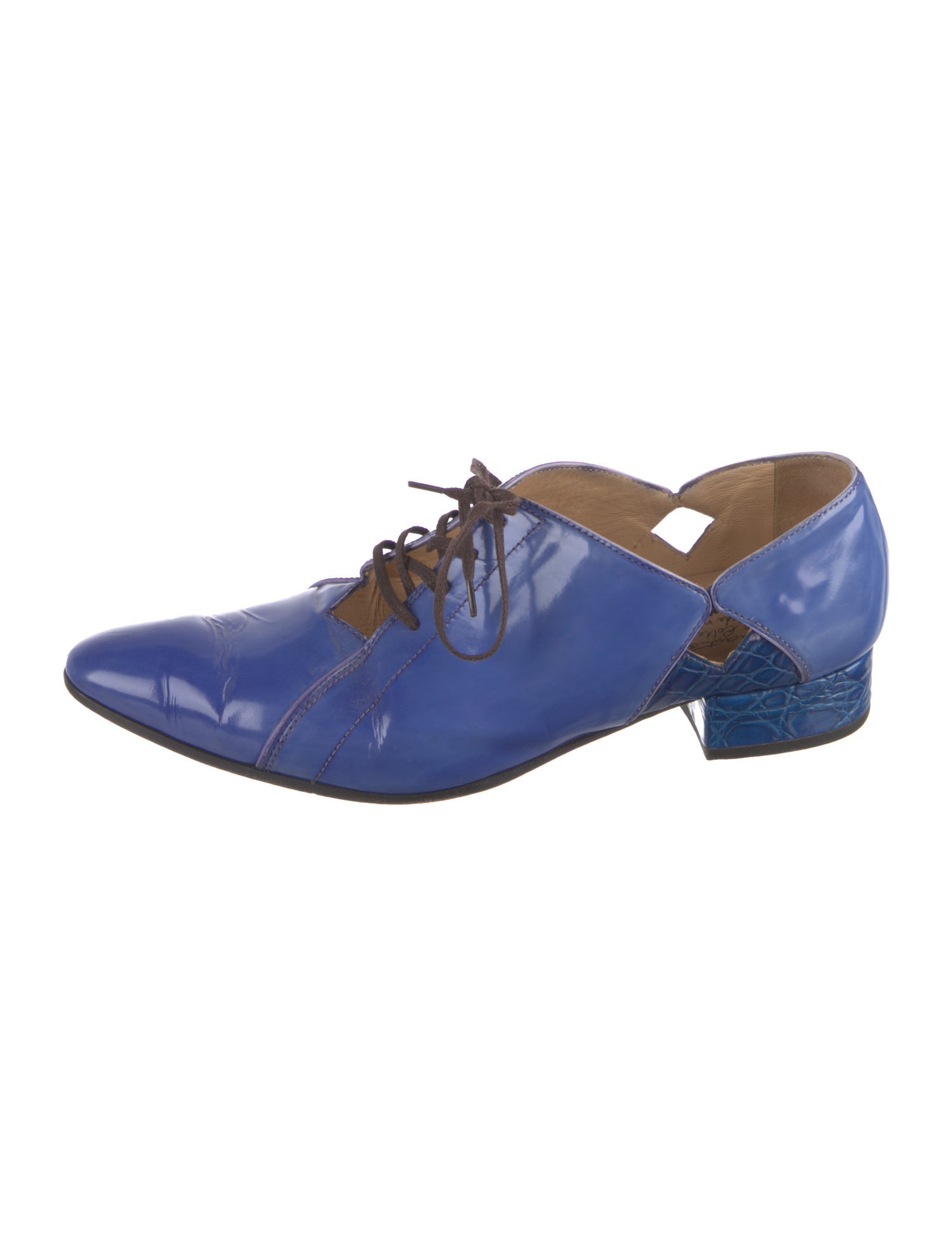 Santoni Leather Oxfords - Blue Flats, Shoes - SAI28992 | The RealReal