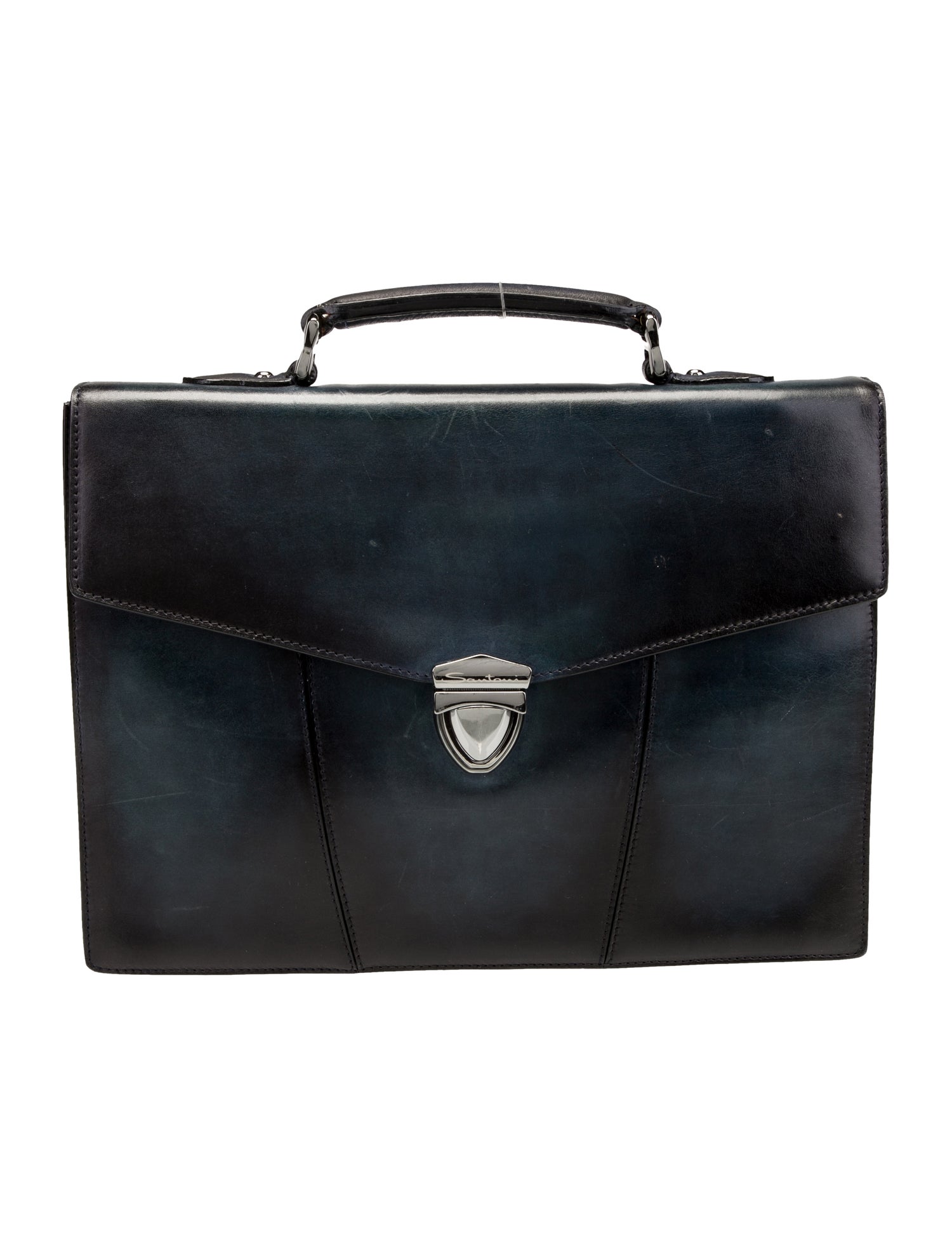 Bottega Veneta Intrecciato-Trimmed Ostrich Briefcase - Blue Briefcases ...