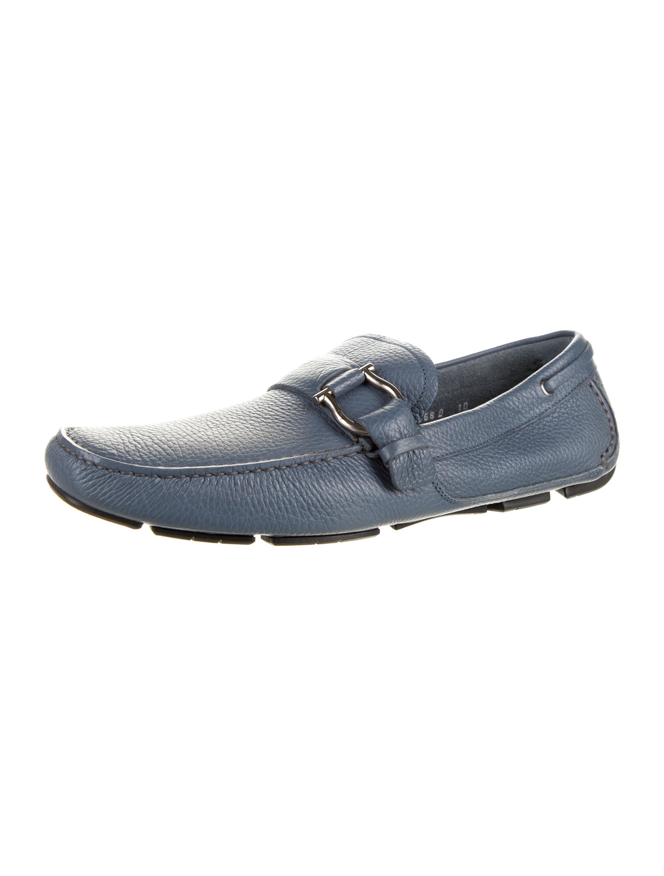 Salvatore Ferragamo Leather Drivers w/ Tags - Blue Loafers, Shoes ...
