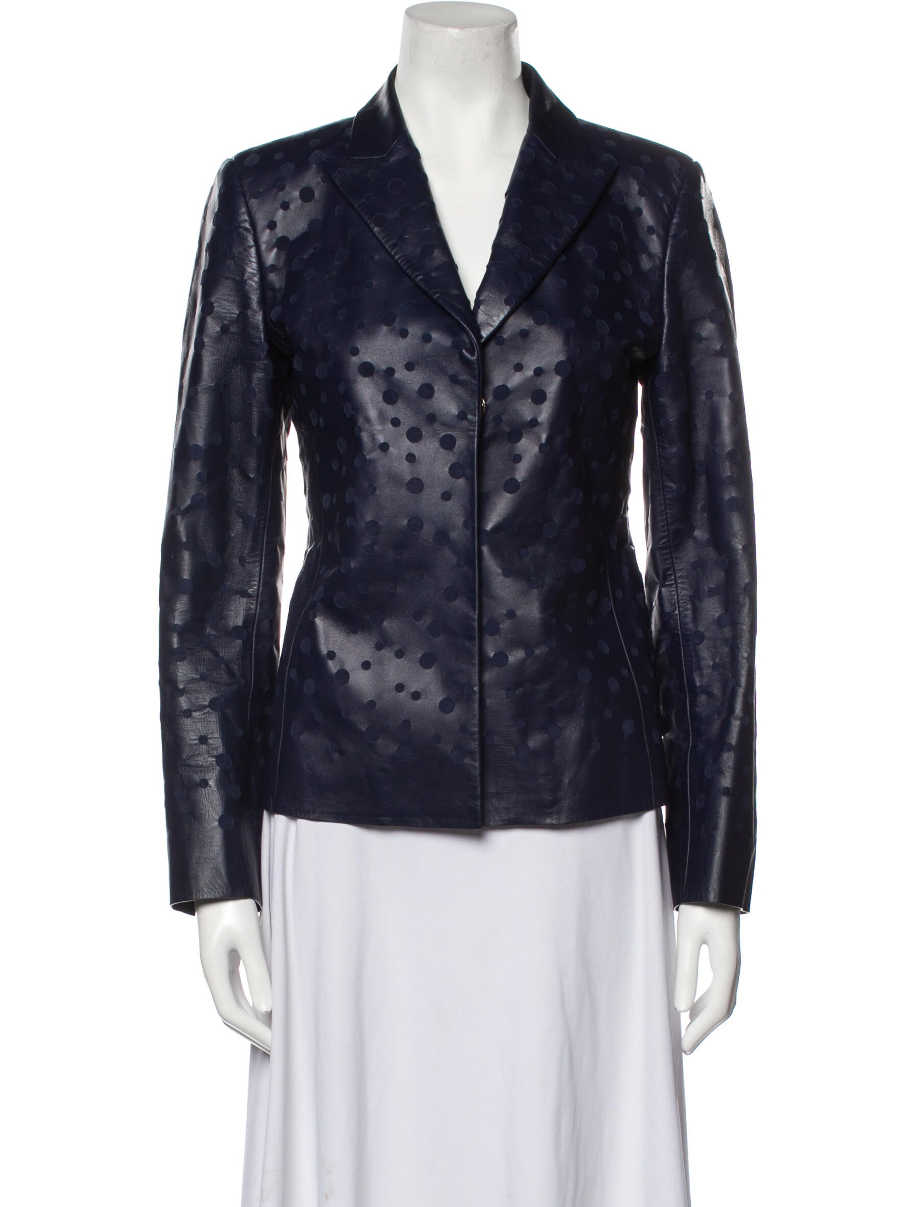 Salvatore Ferragamo Leather Biker Jacket - Blue Jackets, Clothing ...