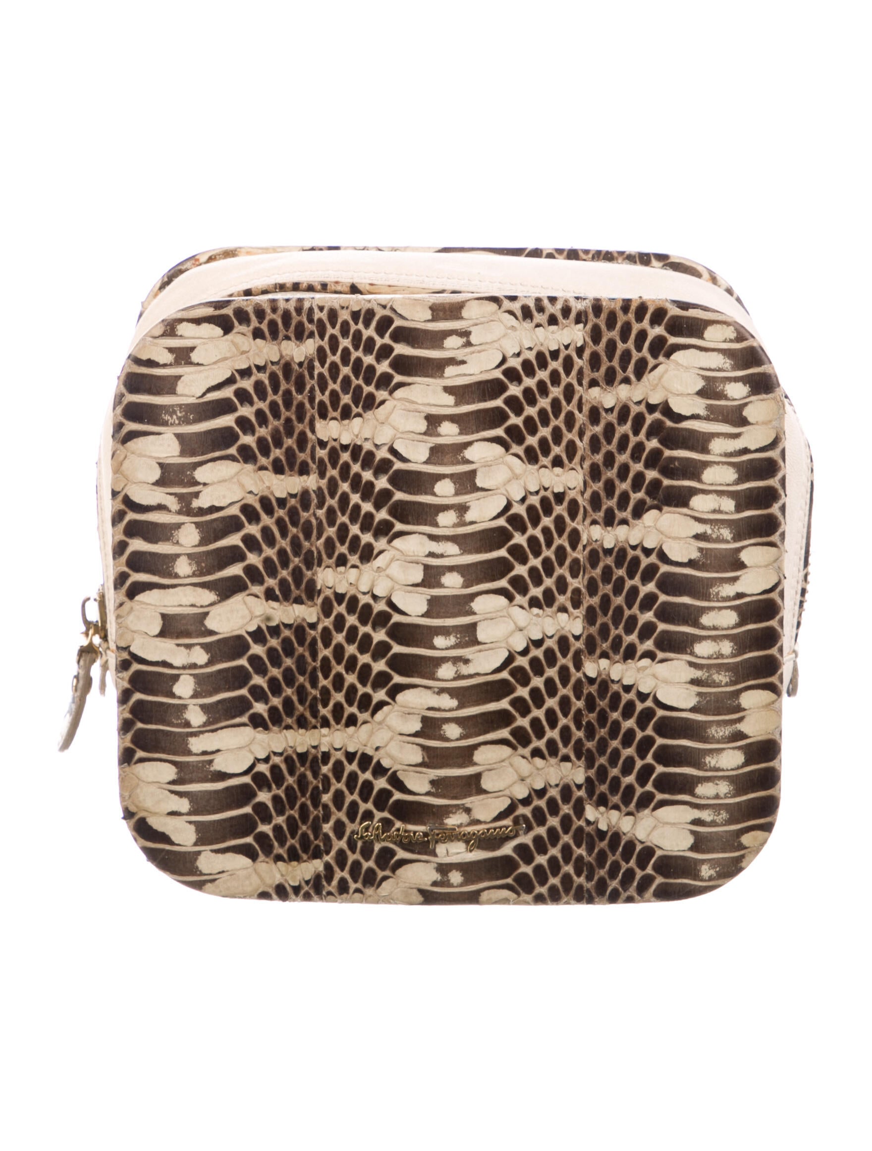Salvatore Ferragamo Small Snakeskin Pouch - Neutrals Clutches, Handbags ...