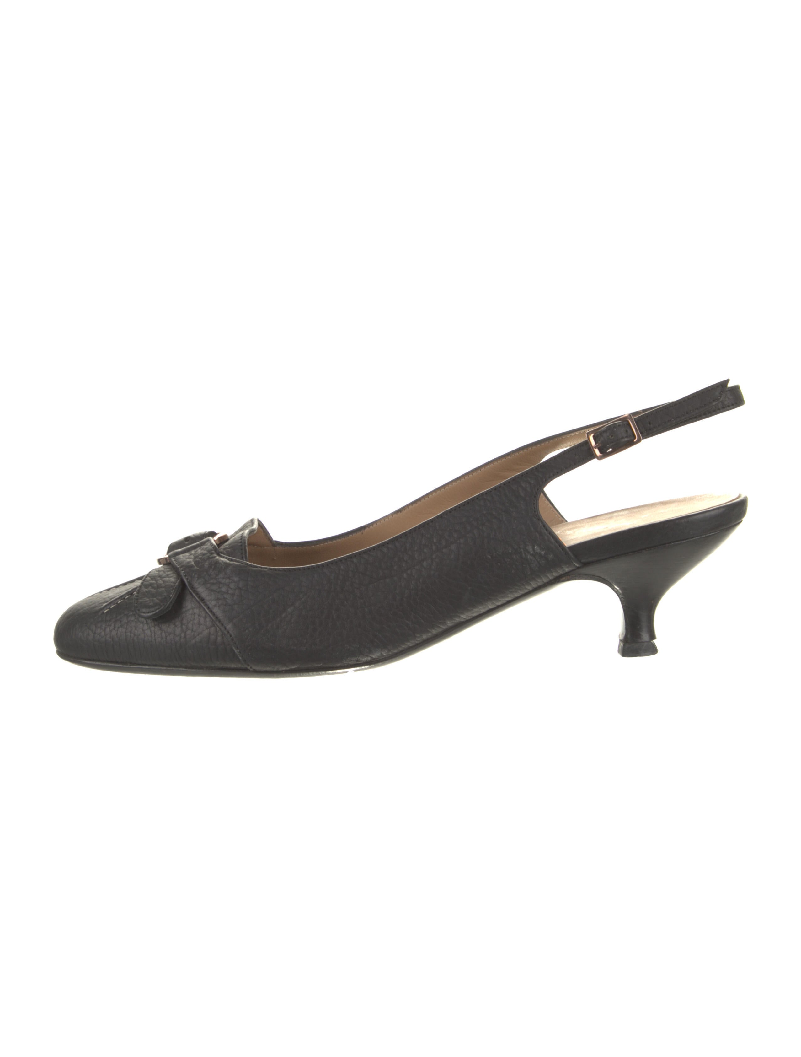 Salvatore Ferragamo Leather Slingback Pumps - Black Pumps, Shoes ...