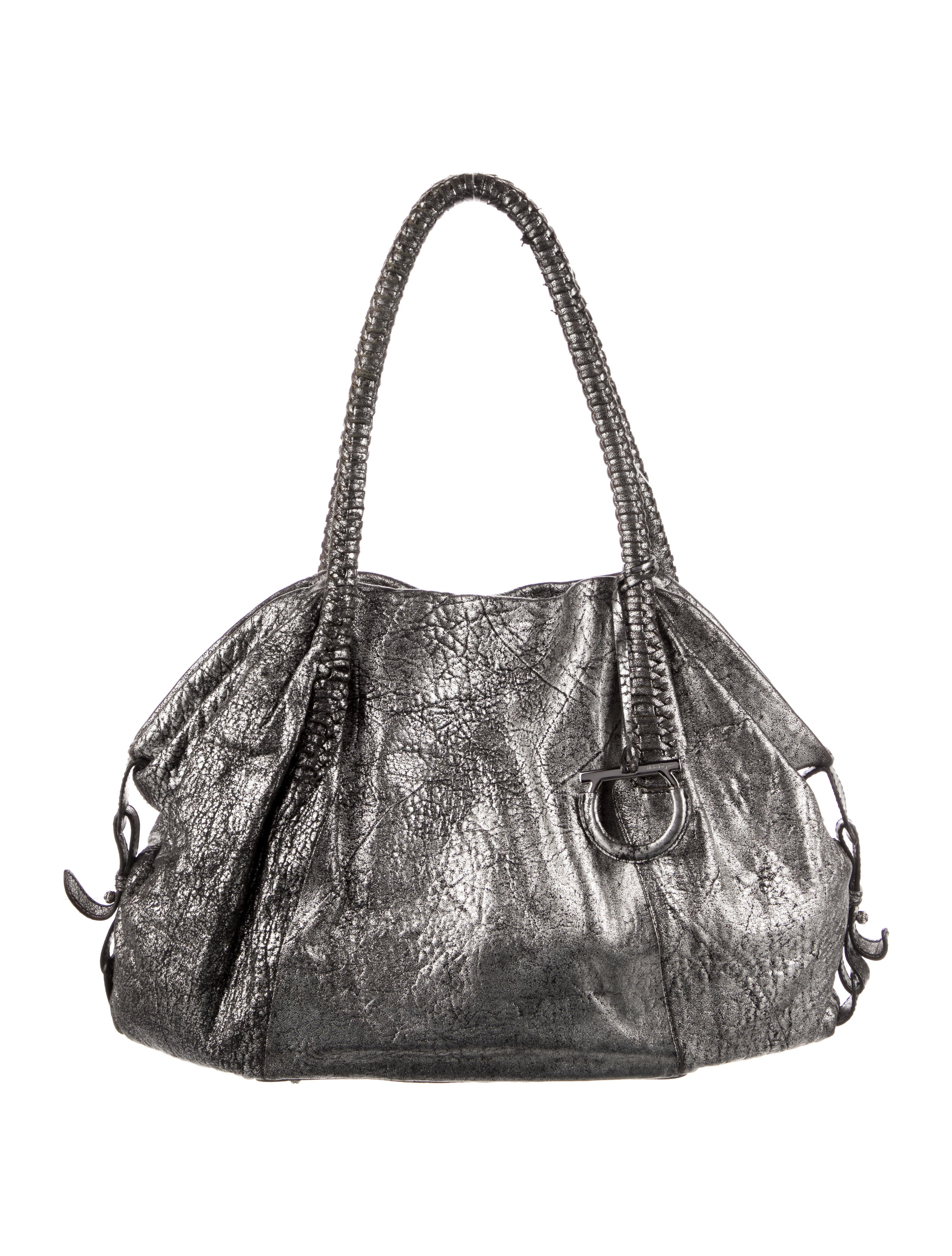 Salvatore Ferragamo Distressed Metallic Leather Tote - Metallic Totes ...