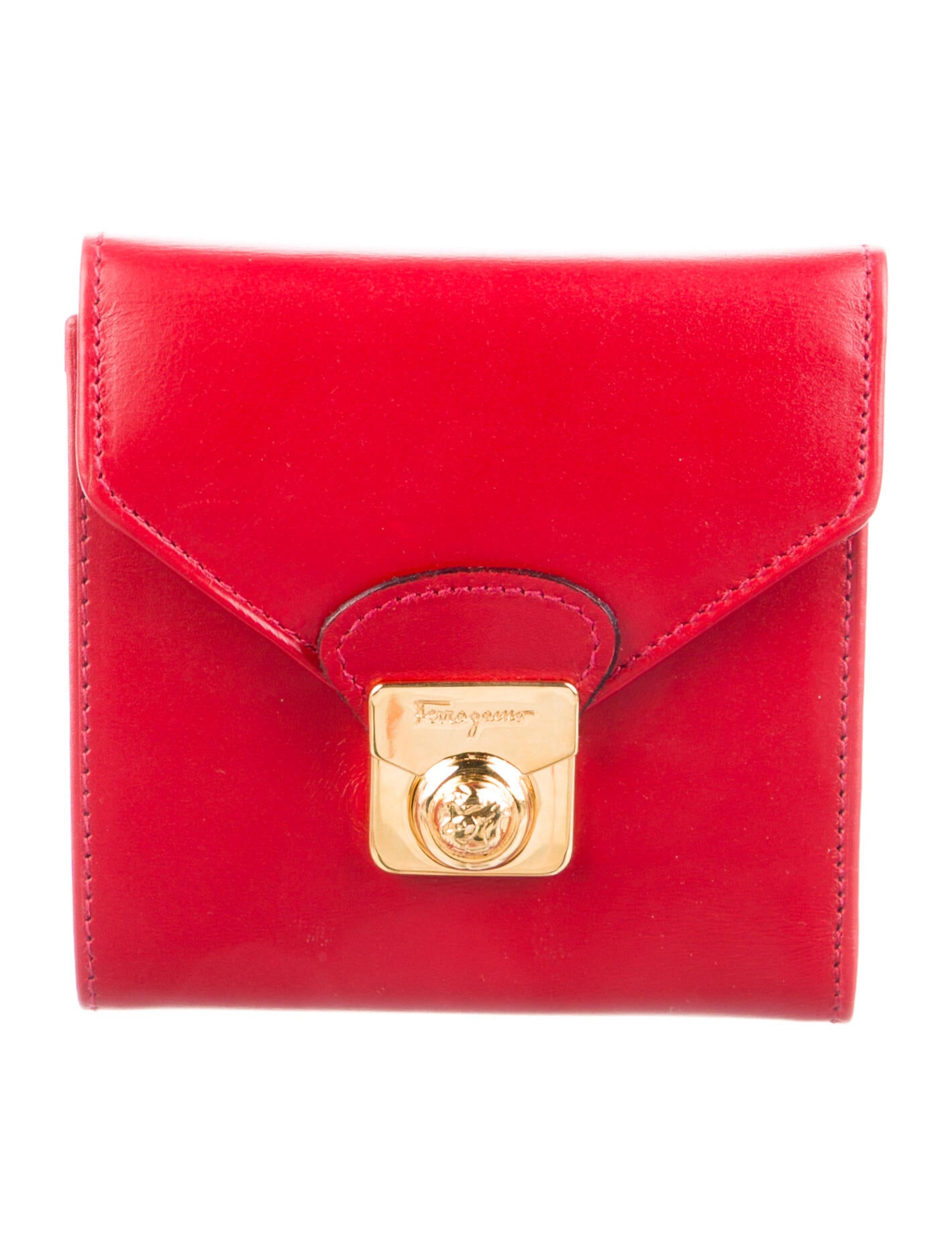 Salvatore Ferragamo Leather Wallet w/ Tags - Red Wallets, Accessories ...