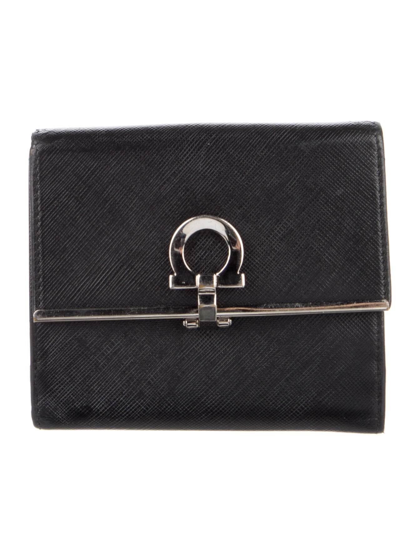 Salvatore Ferragamo Leather Compact Wallet - Black Wallets, Accessories ...