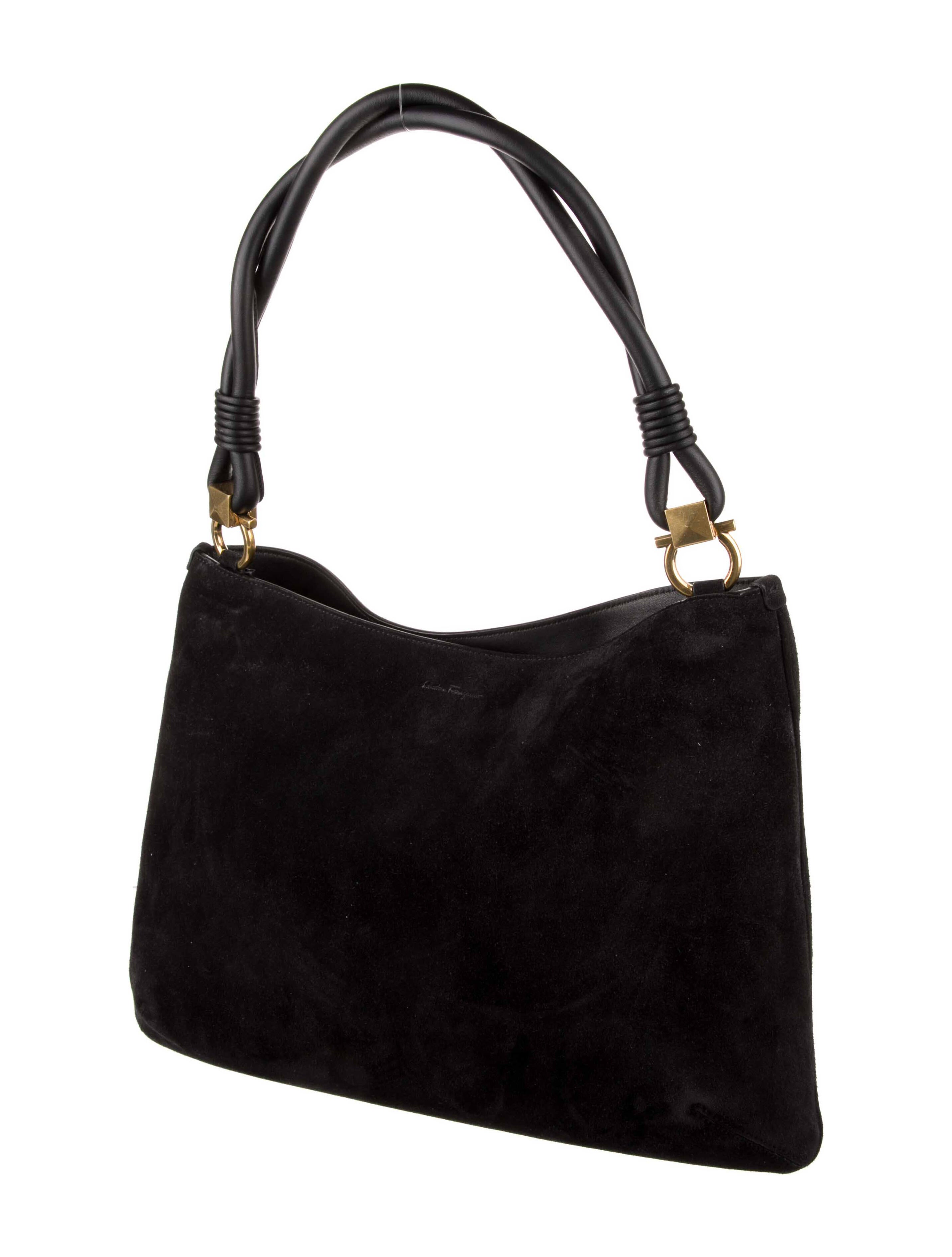 Salvatore Ferragamo Suede Shoulder Bag - Black Shoulder Bags, Handbags ...