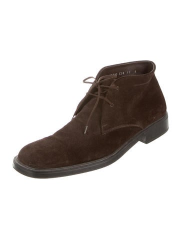 Salvatore Ferragamo Suede Square-Toe Chukka Boots - Shoes - SAL28987 ...