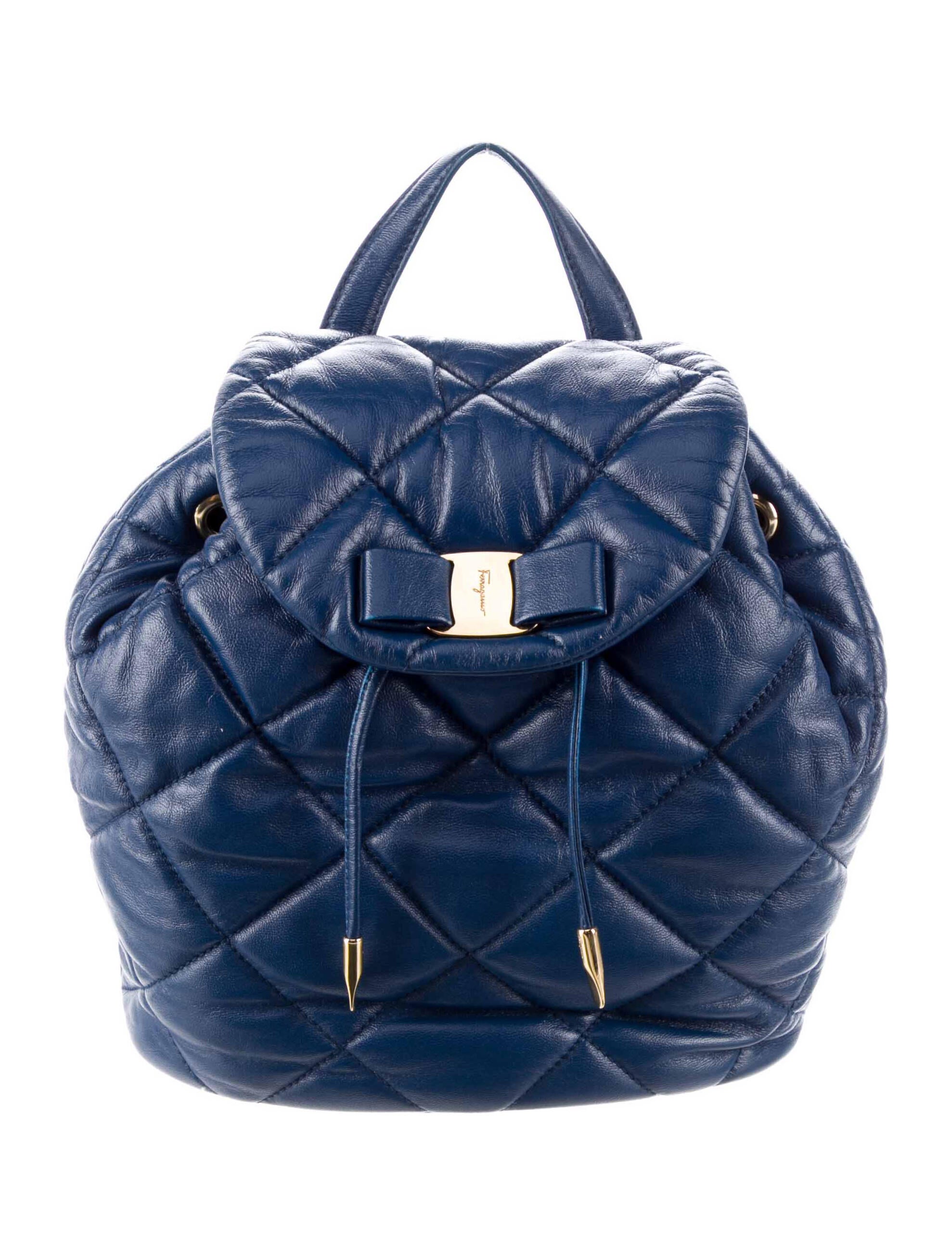 Salvatore Ferragamo Quilted Leather Backpack Bag - Blue Backpacks ...