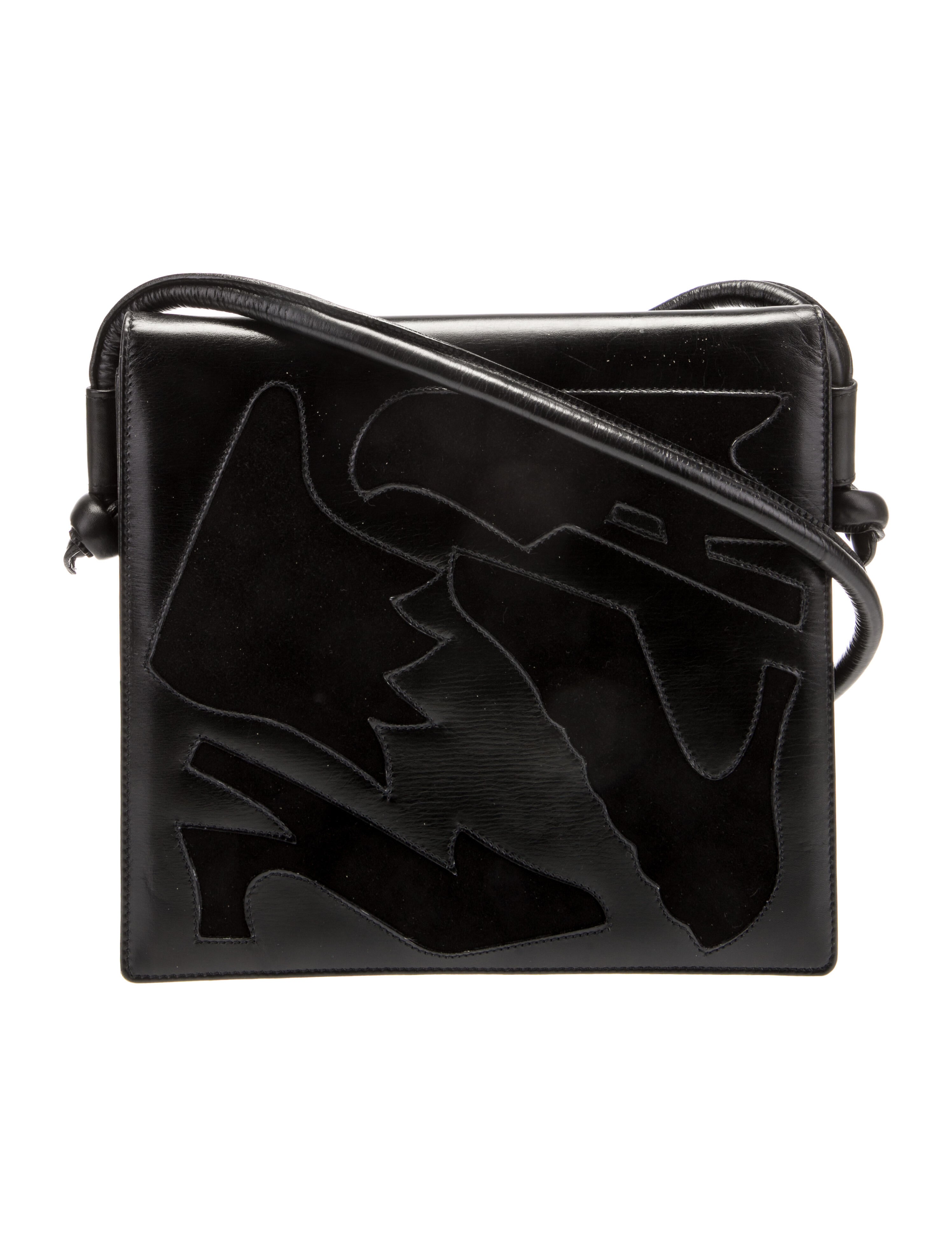 Salvatore Ferragamo Cutout Accent Leather Shoulder Bag - Black Shoulder ...