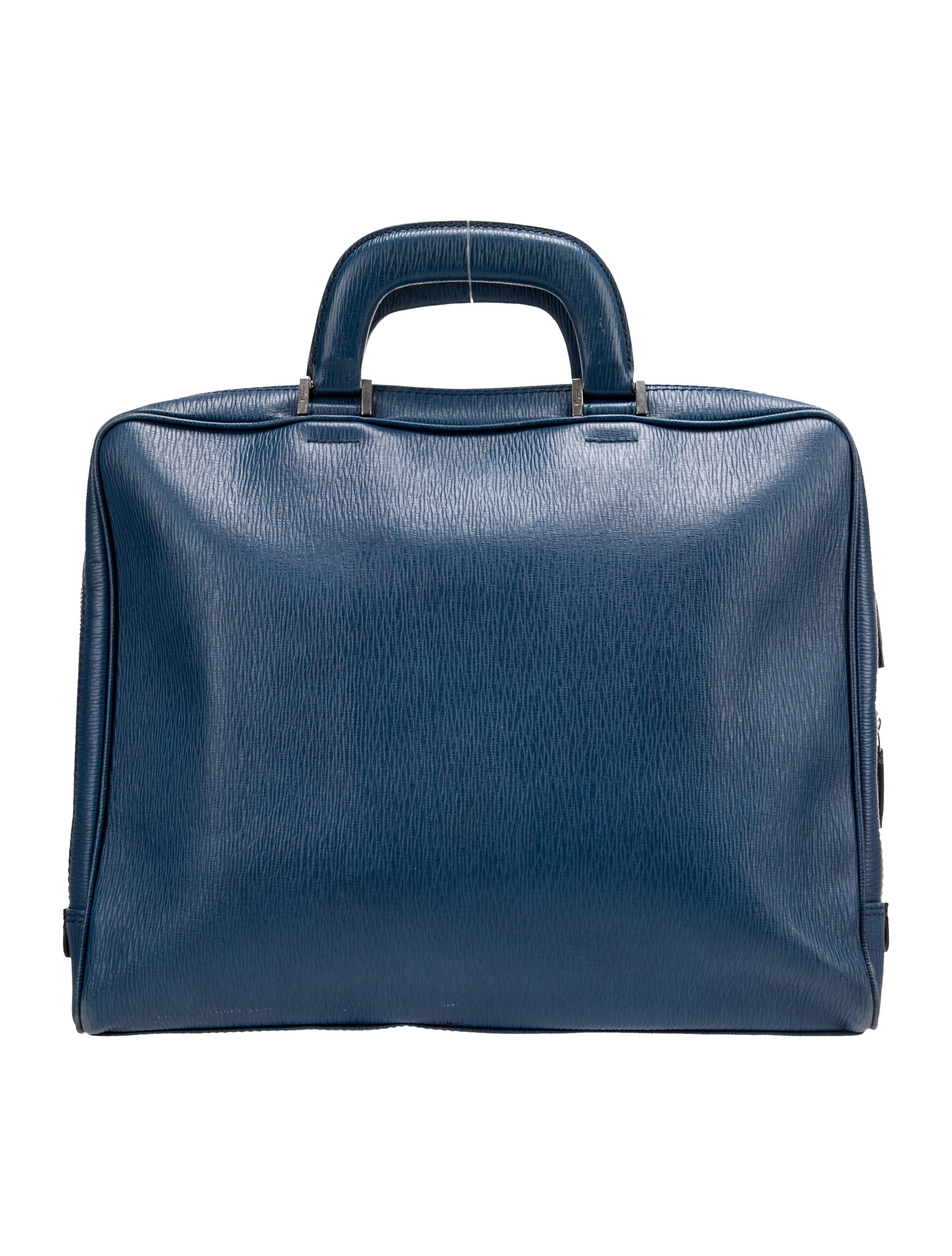 Salvatore Ferragamo Solid Leather Briefcase - Blue Briefcases, Bags ...