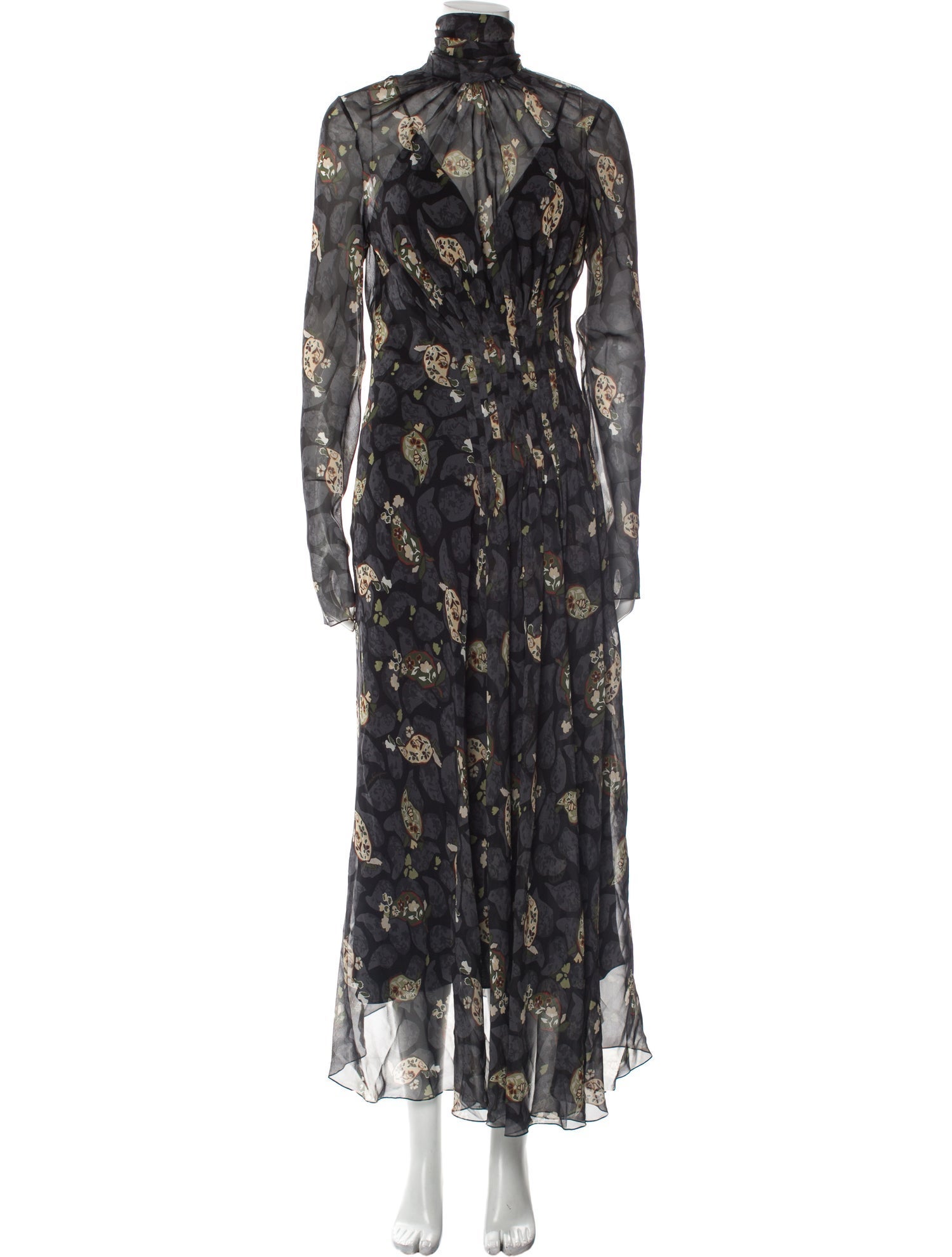 Salvatore Ferragamo Floral Print Long Dress - Grey Dresses, Clothing ...
