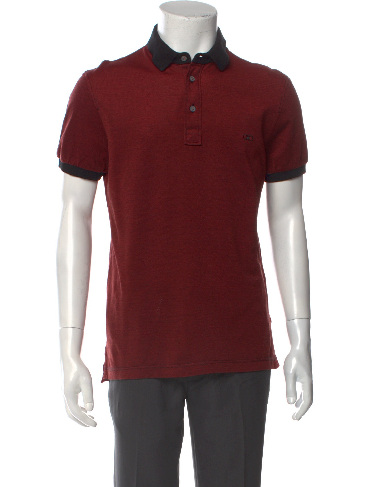 Salvatore Ferragamo Collar Short Sleeve Polo Shirt - Red Polos ...
