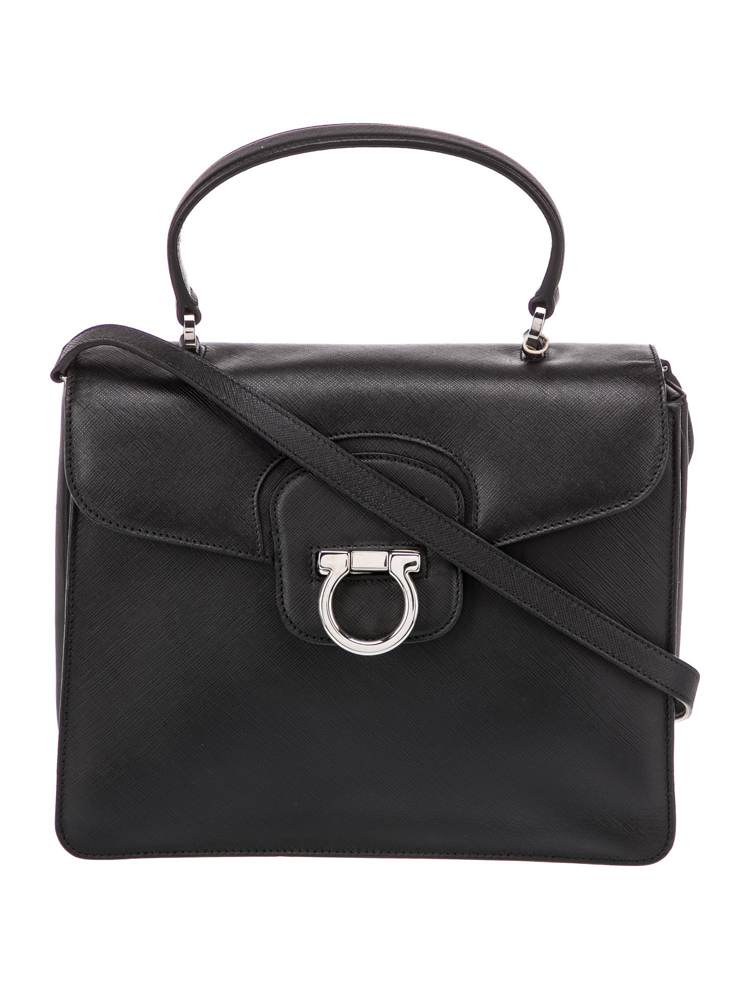 Salvatore Ferragamo Leather Handle Bag - Black Handle Bags, Handbags ...
