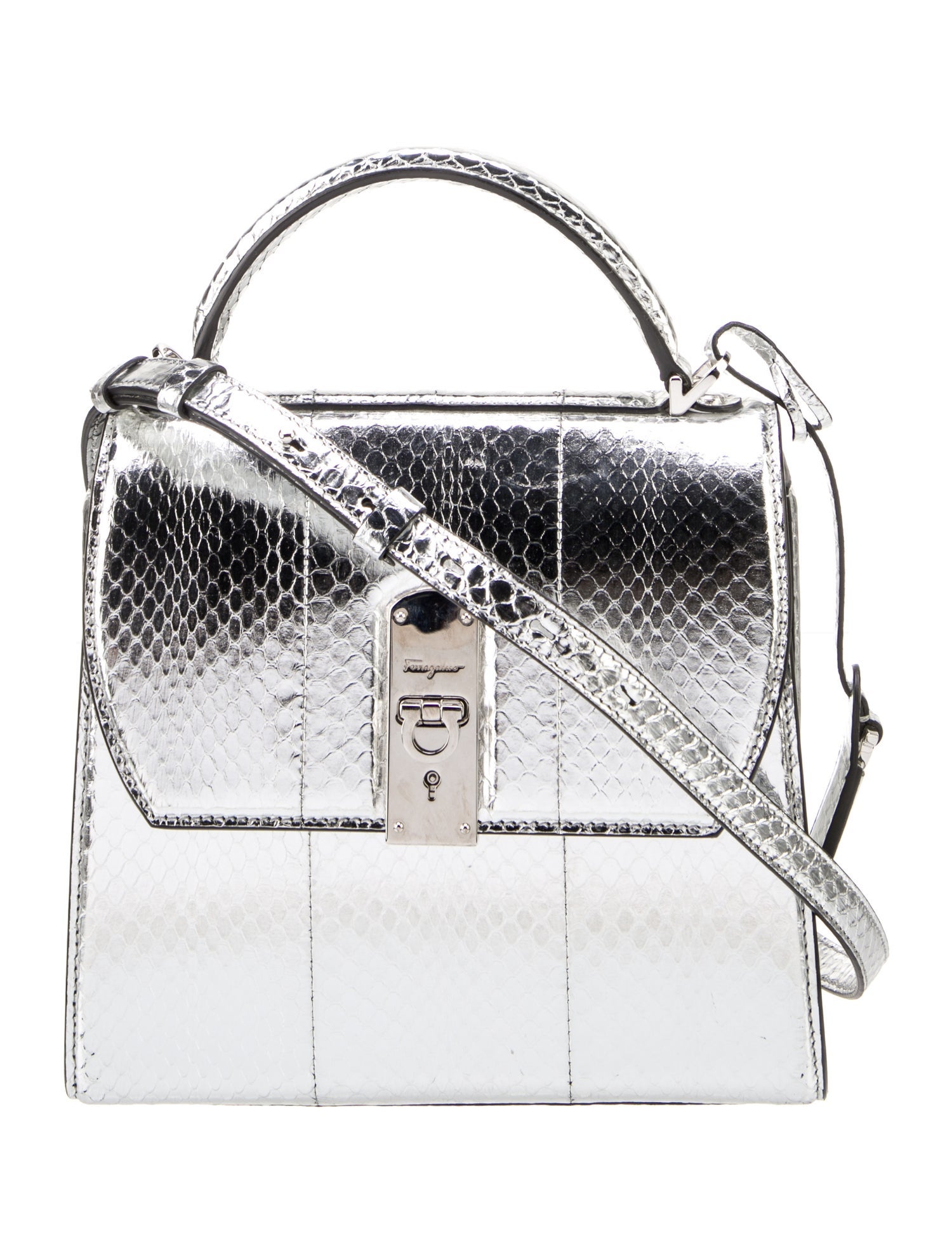 Salvatore Ferragamo Snakeskin Boxyz Handle Bag - Metallic Handle Bags ...