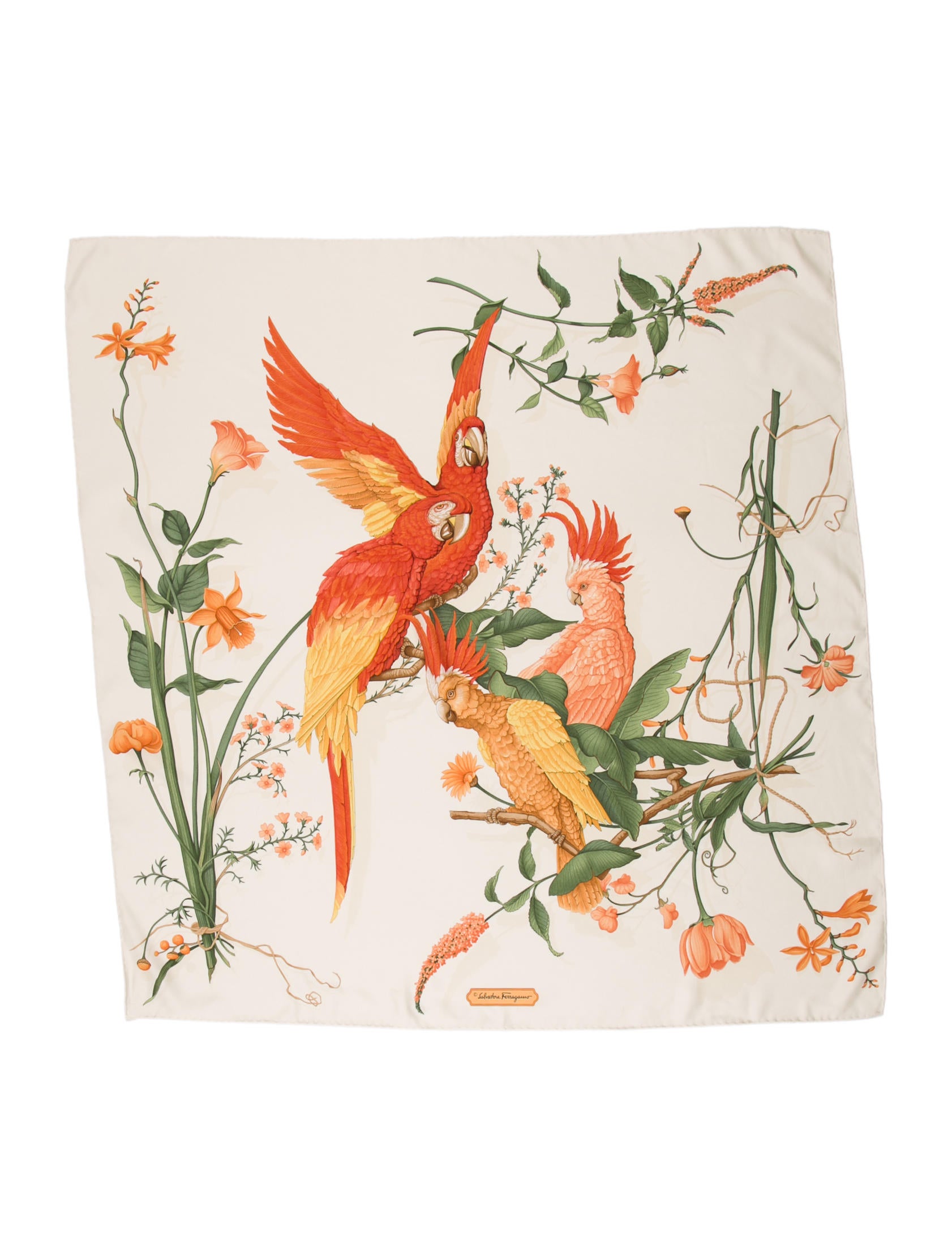 Salvatore Ferragamo Parrot Printed Scarf - Green Scarves and Shawls ...