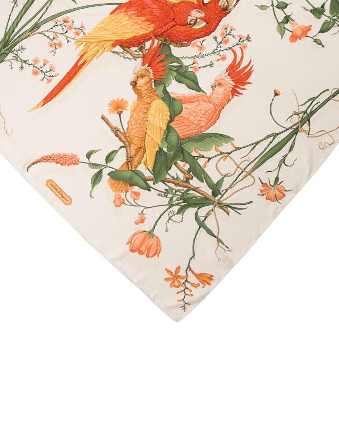 Salvatore Ferragamo Parrot Printed Scarf - Green Scarves and Shawls ...