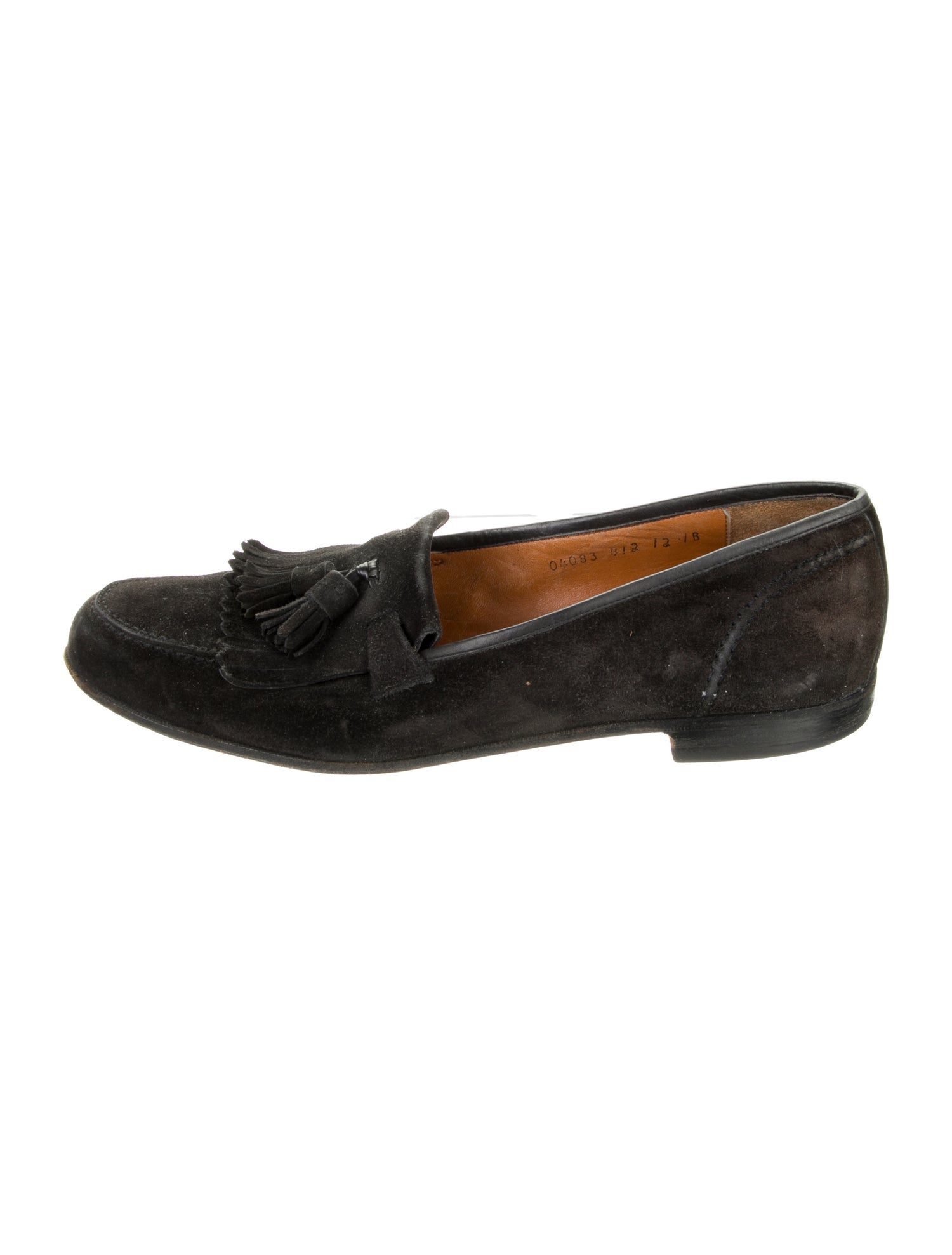 Salvatore Ferragamo Suede Tassel Accents Dress Loafers - Black Loafers ...