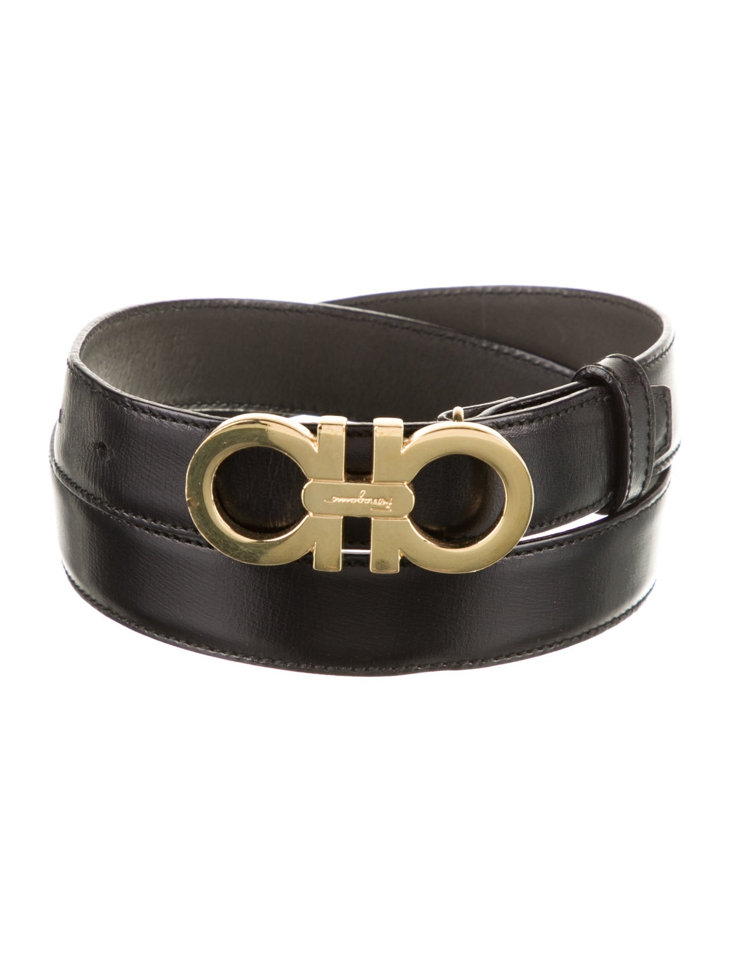 Salvatore Ferragamo Skinny Leather Belt Kit - Black Belts, Accessories ...
