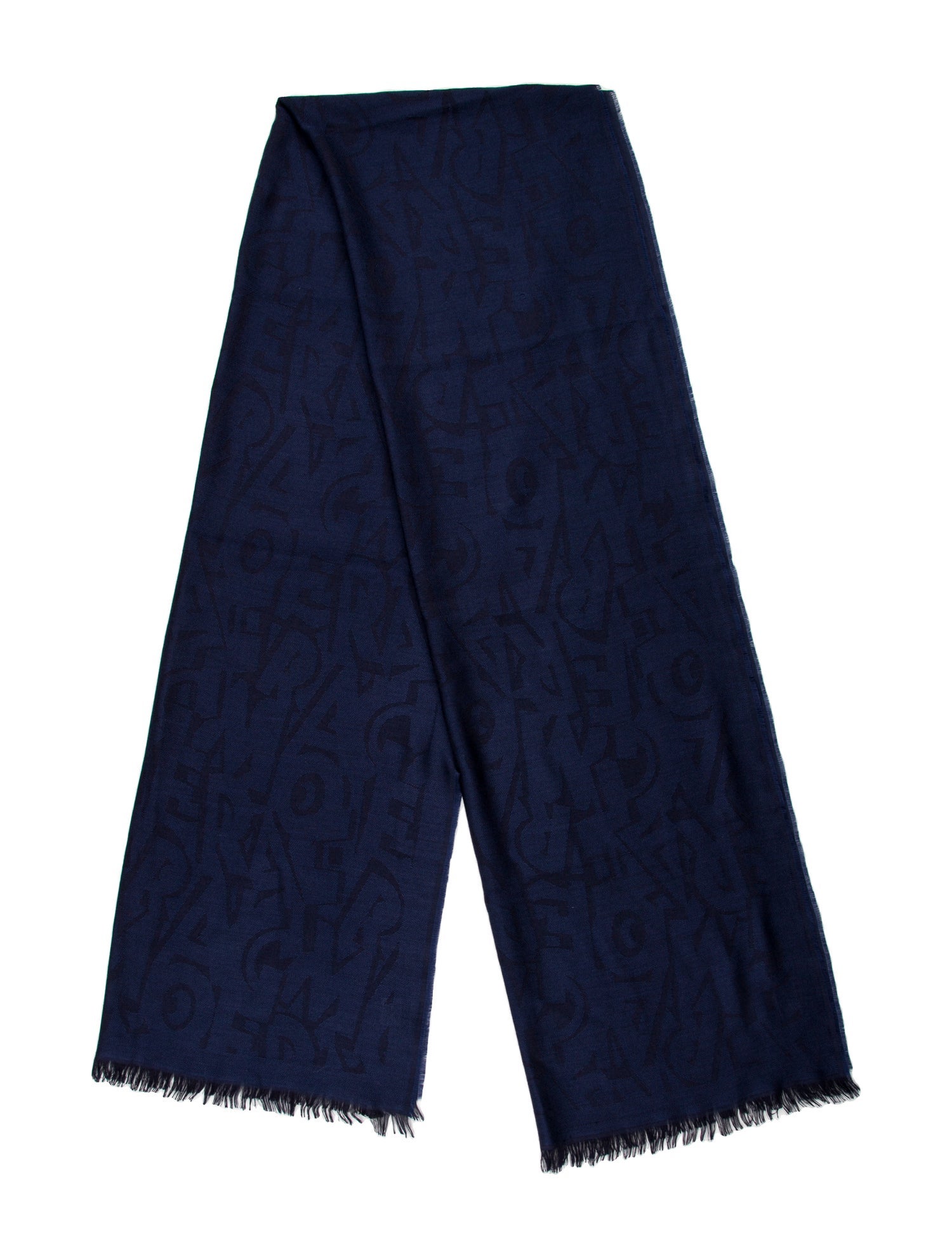 Salvatore Ferragamo Wool Printed Scarf - Blue Scarves and Shawls ...