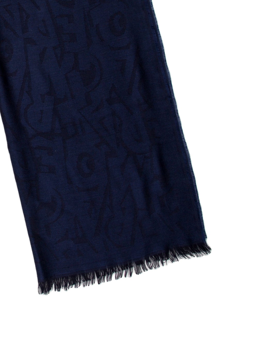 Salvatore Ferragamo Wool Printed Scarf - Blue Scarves and Shawls ...