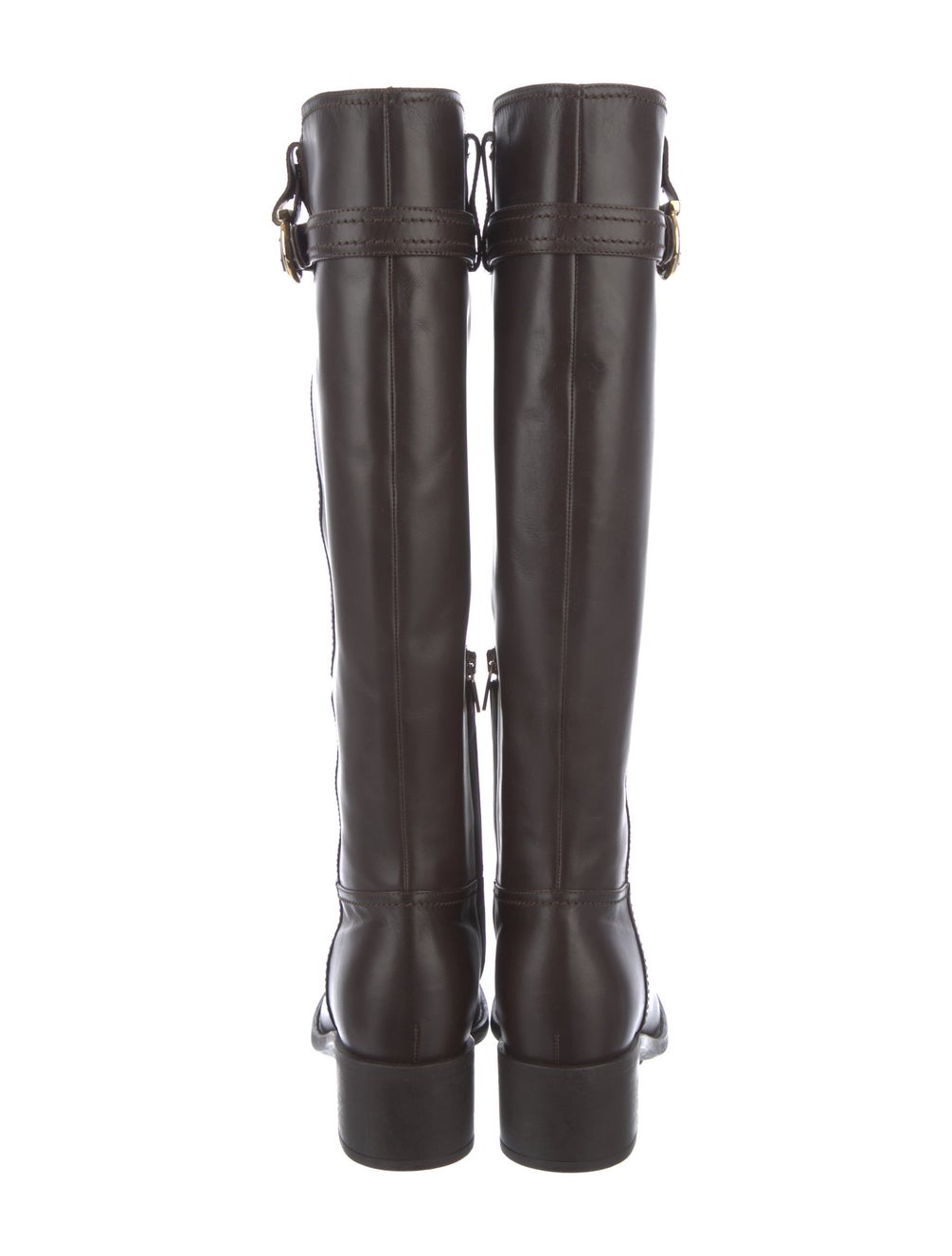 Salvatore Ferragamo Leather Riding Boots - Brown Boots, Shoes ...