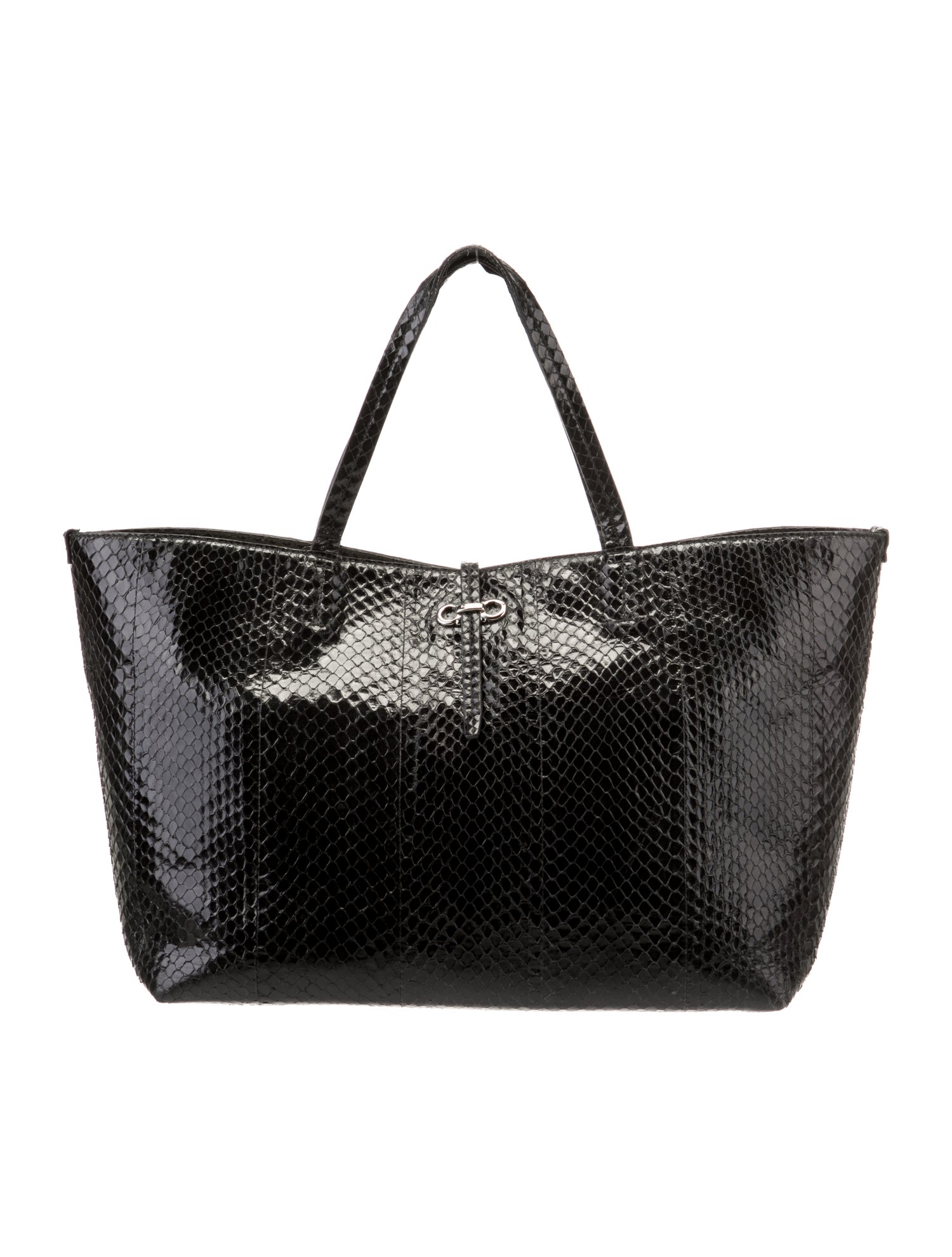 Salvatore Ferragamo Solid Snakeskin Tote - Black Totes, Handbags ...