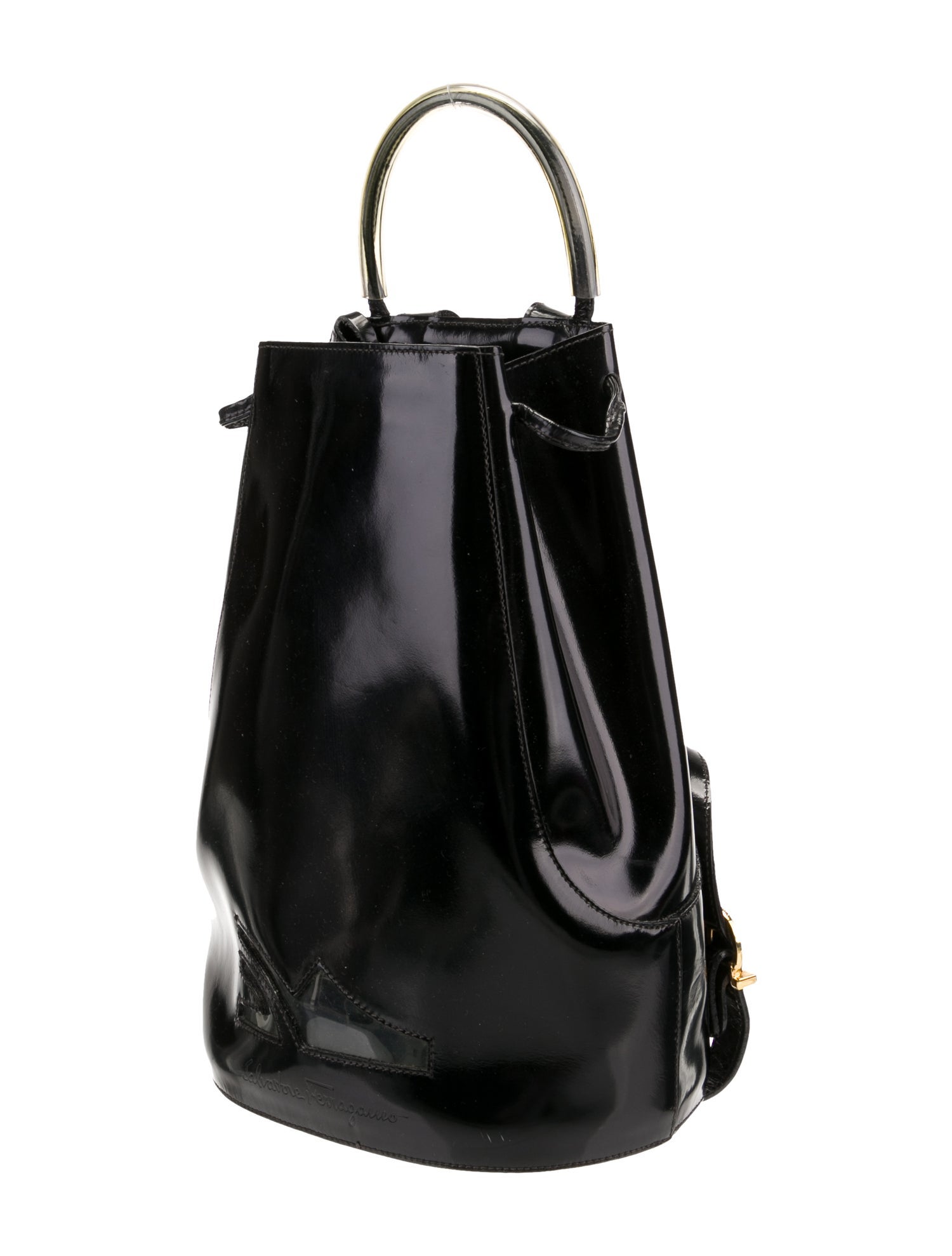 Salvatore Ferragamo Patent Leather Backpack - Black Backpacks, Handbags ...