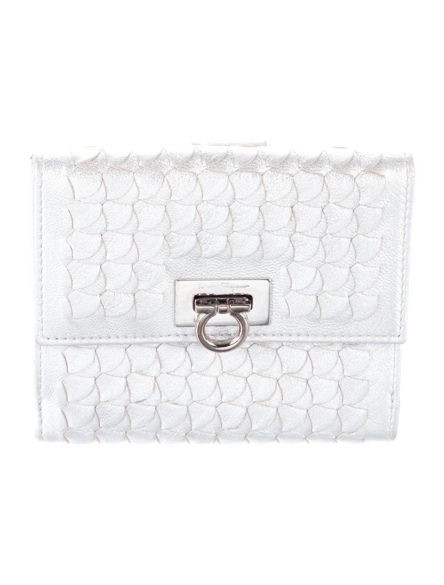 Salvatore Ferragamo Leather Compact Wallet - Silver Wallets ...