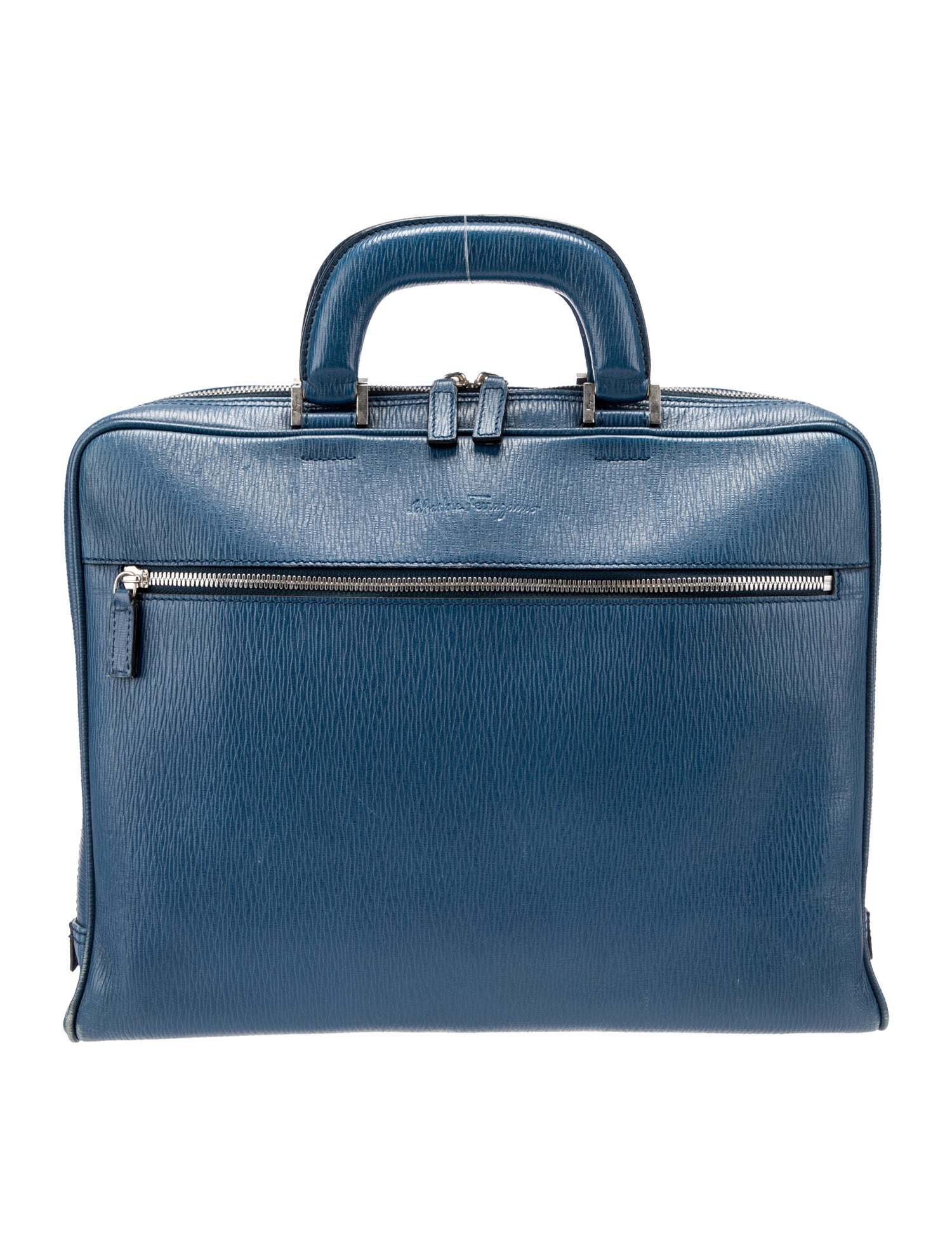 Salvatore Ferragamo Leather Briefcase Bag - Blue Briefcases, Bags ...